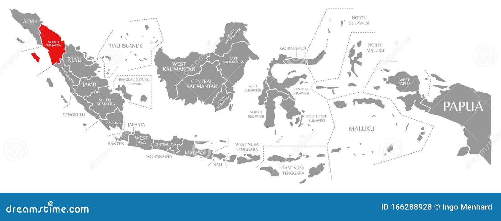 North Sumatra Red Highlighted in Map of Indonesia Stock Illustration ...