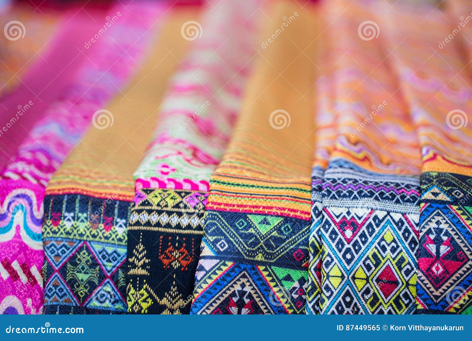 North Thai Beautiful Fabric Silk Textile. Stock Image - Image of ...