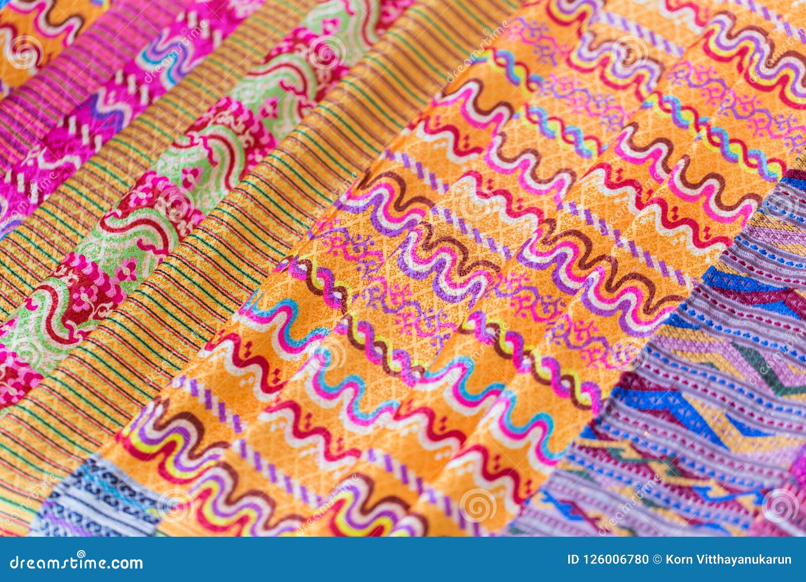 North Thai Beautiful Fabric Silk Textile Pattern Texture Stock Photo ...