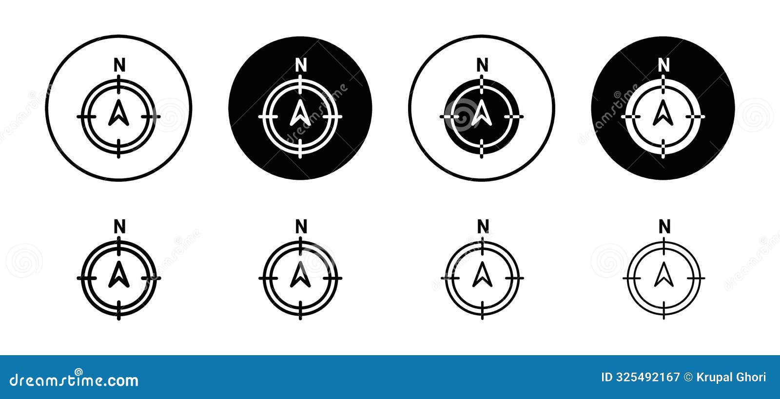 North Vector Icon Set Collection. North Outline Flat Icon Stock ...