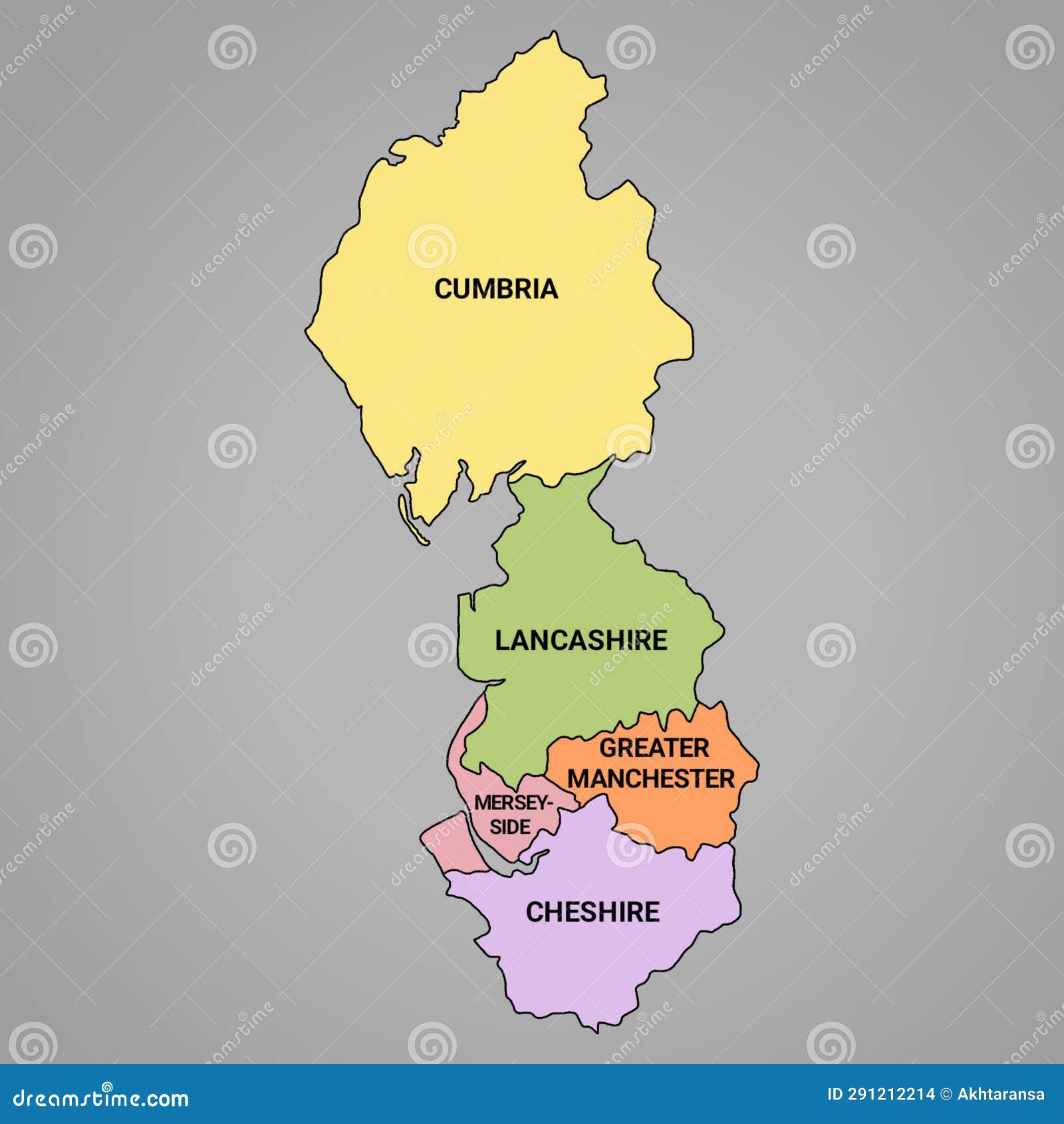 North West England Administrative and Political Map Stock Photo - Image ...