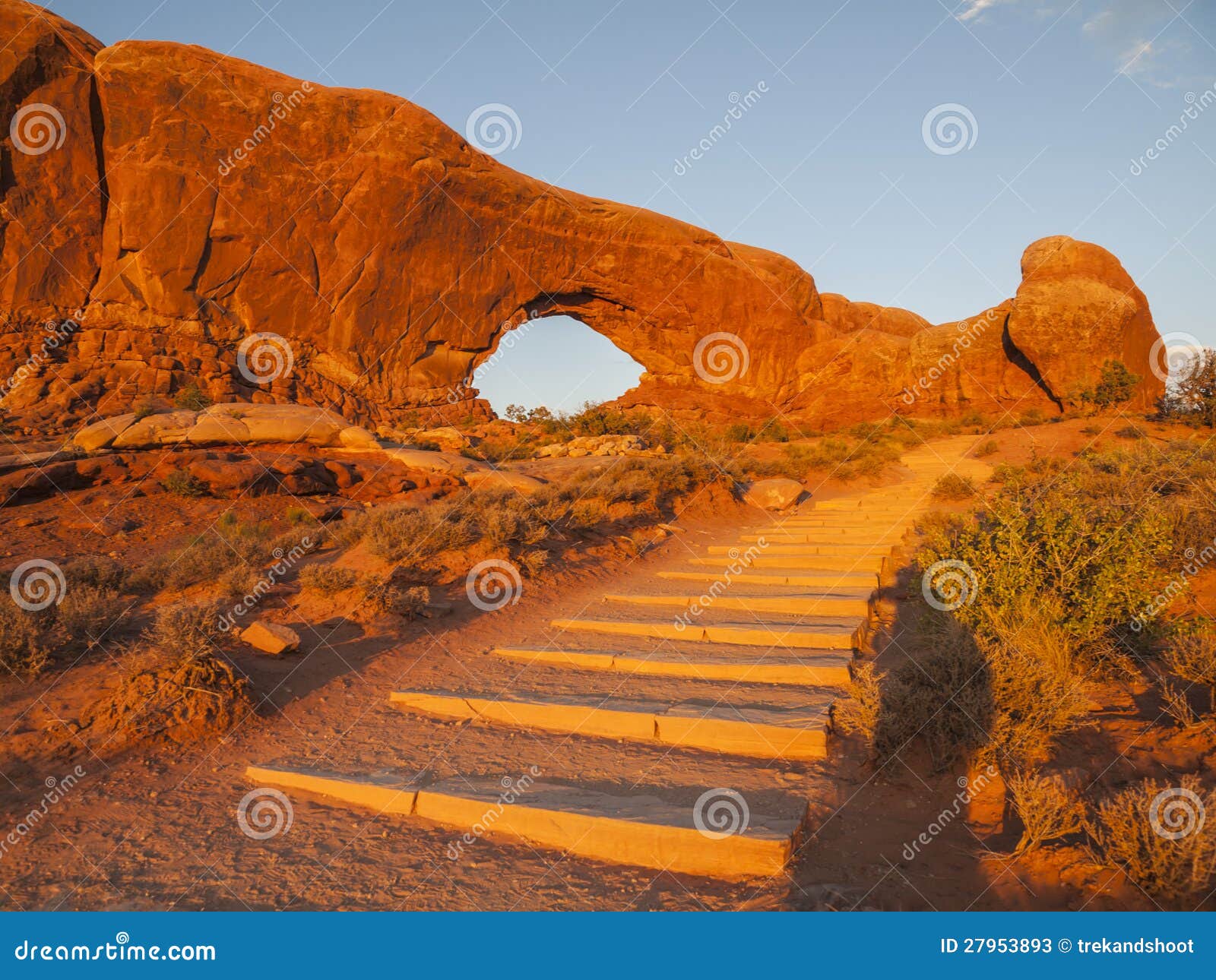 North Window Arch Sunset Steps Stock Image - Image of park, cliff: 27953893