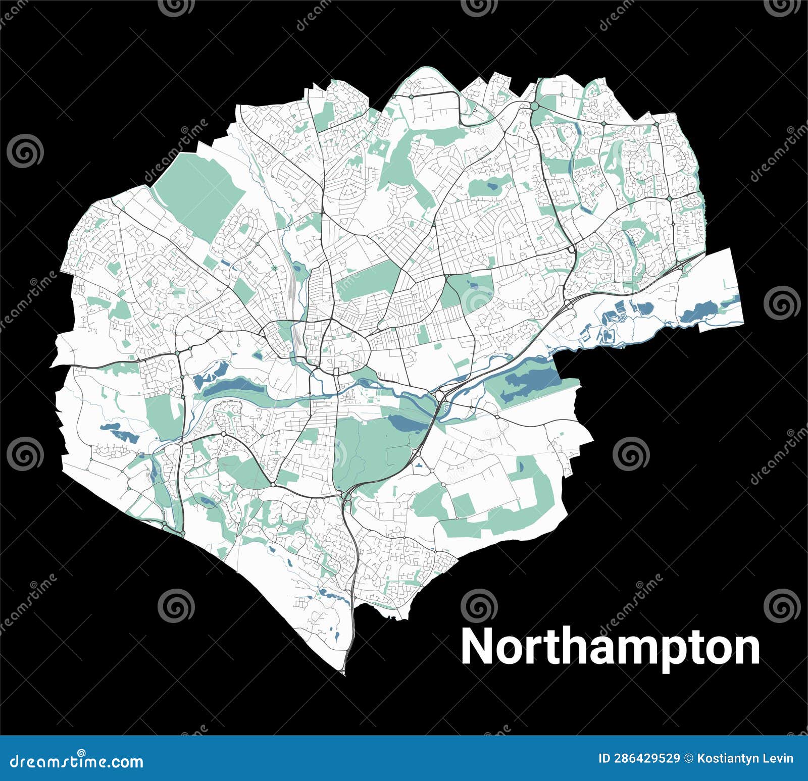 Northampton City Map, Administrative Area Stock Vector - Illustration ...