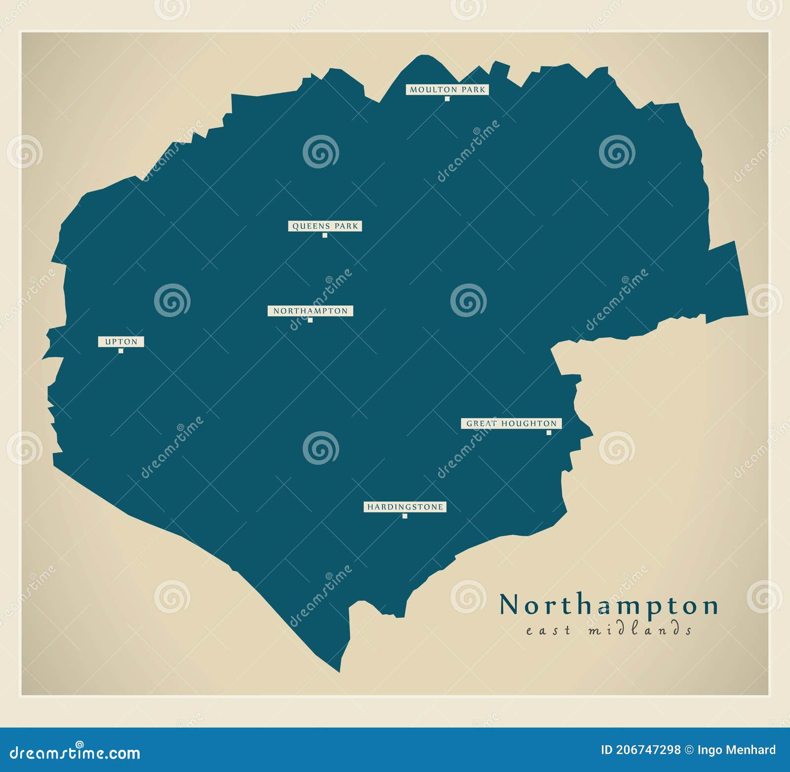 Northampton District Map - England UK Vector Illustration ...