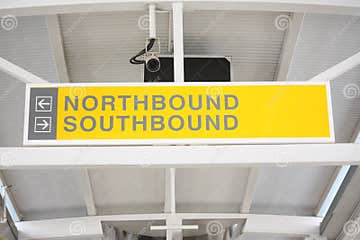 Northbound, Southbound Train Sign. Stock Image - Image of track, subway ...