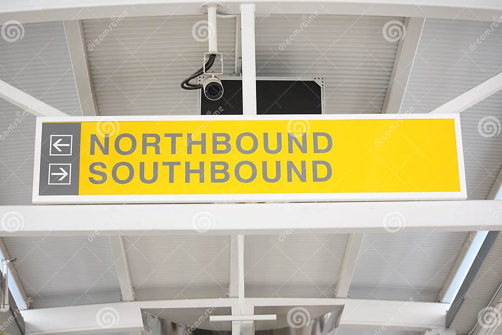 Northbound, Southbound Train Sign. Stock Image - Image of track, subway ...