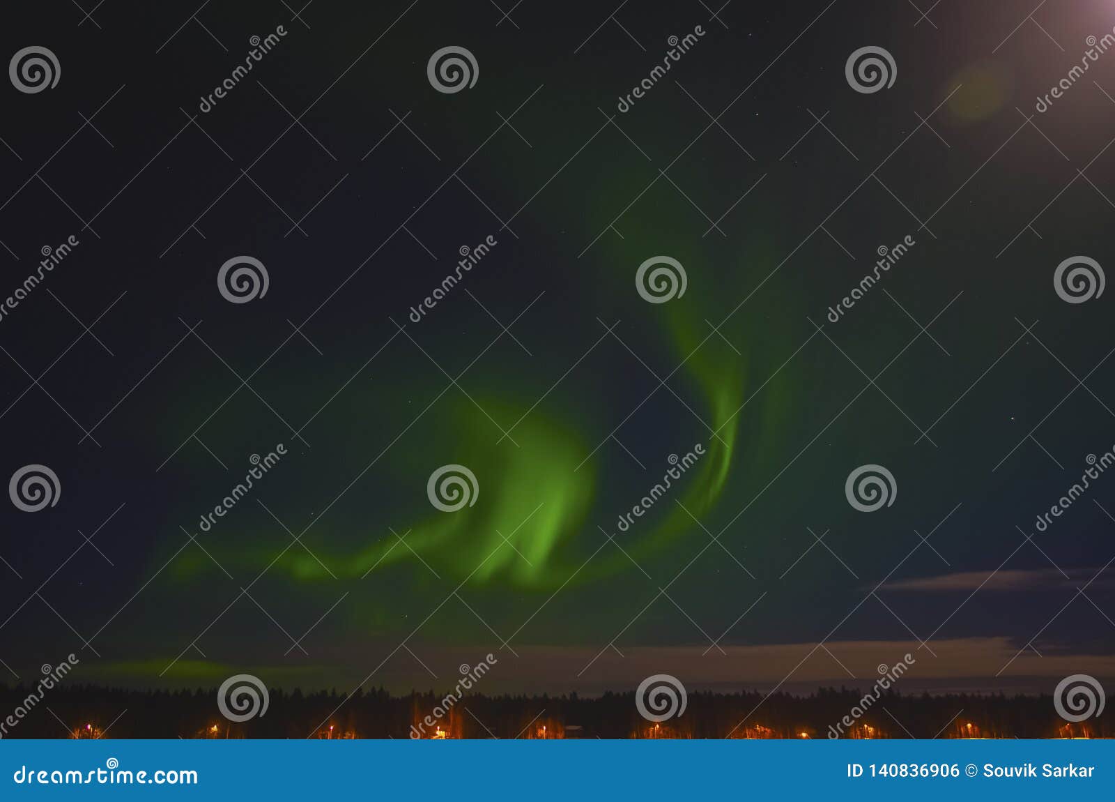 Northen Light Under the Moon Light in the Dark Sky Stock Photo - Image ...