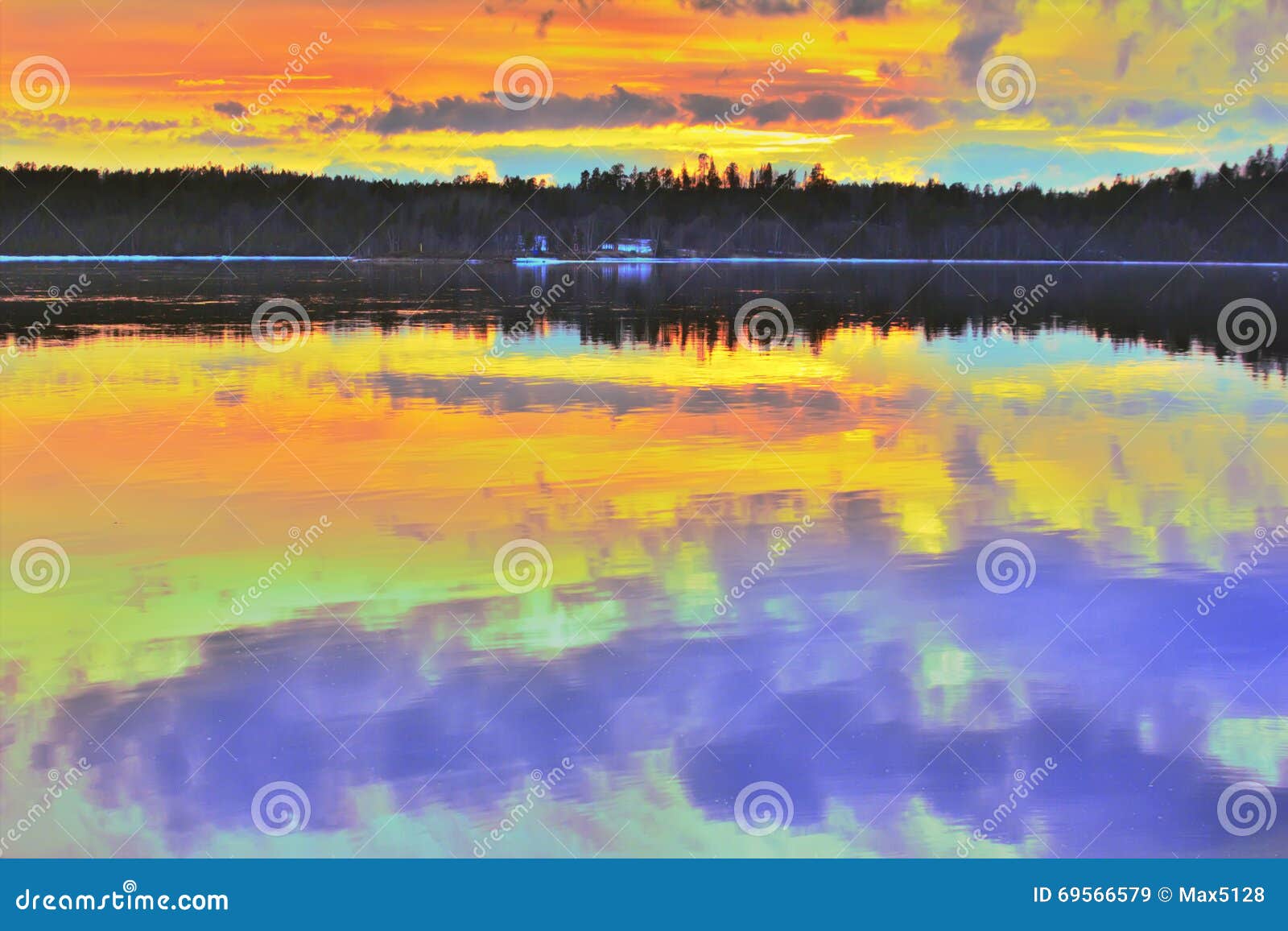 Northern Bright Summer Sunset on River Stock Image - Image of mountains ...