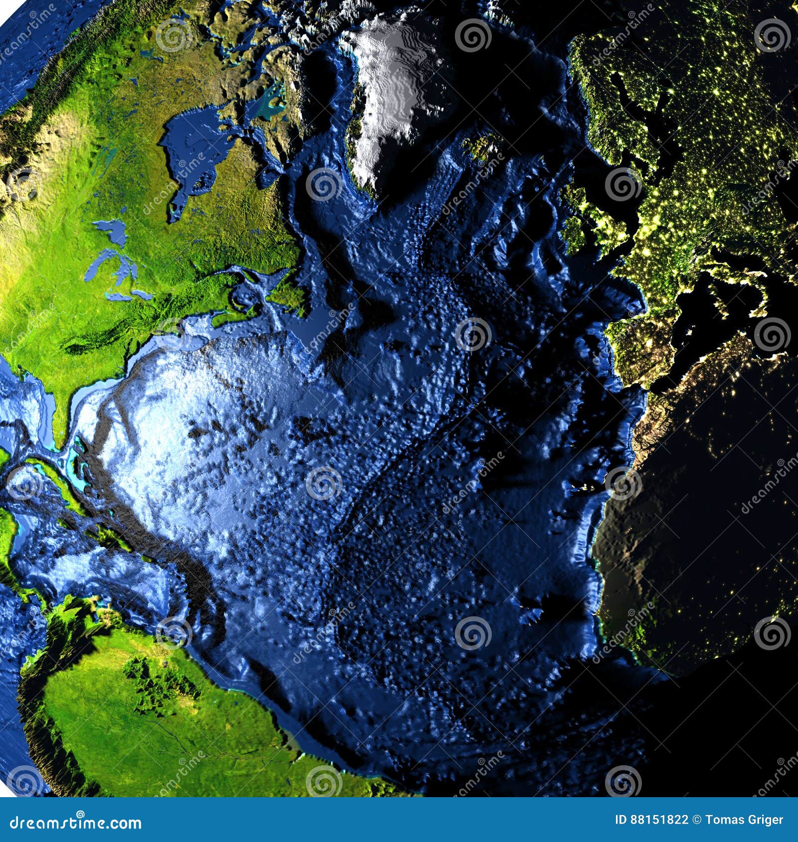 Northern Hemisphere on Earth with Exaggerated Mountains Stock ...