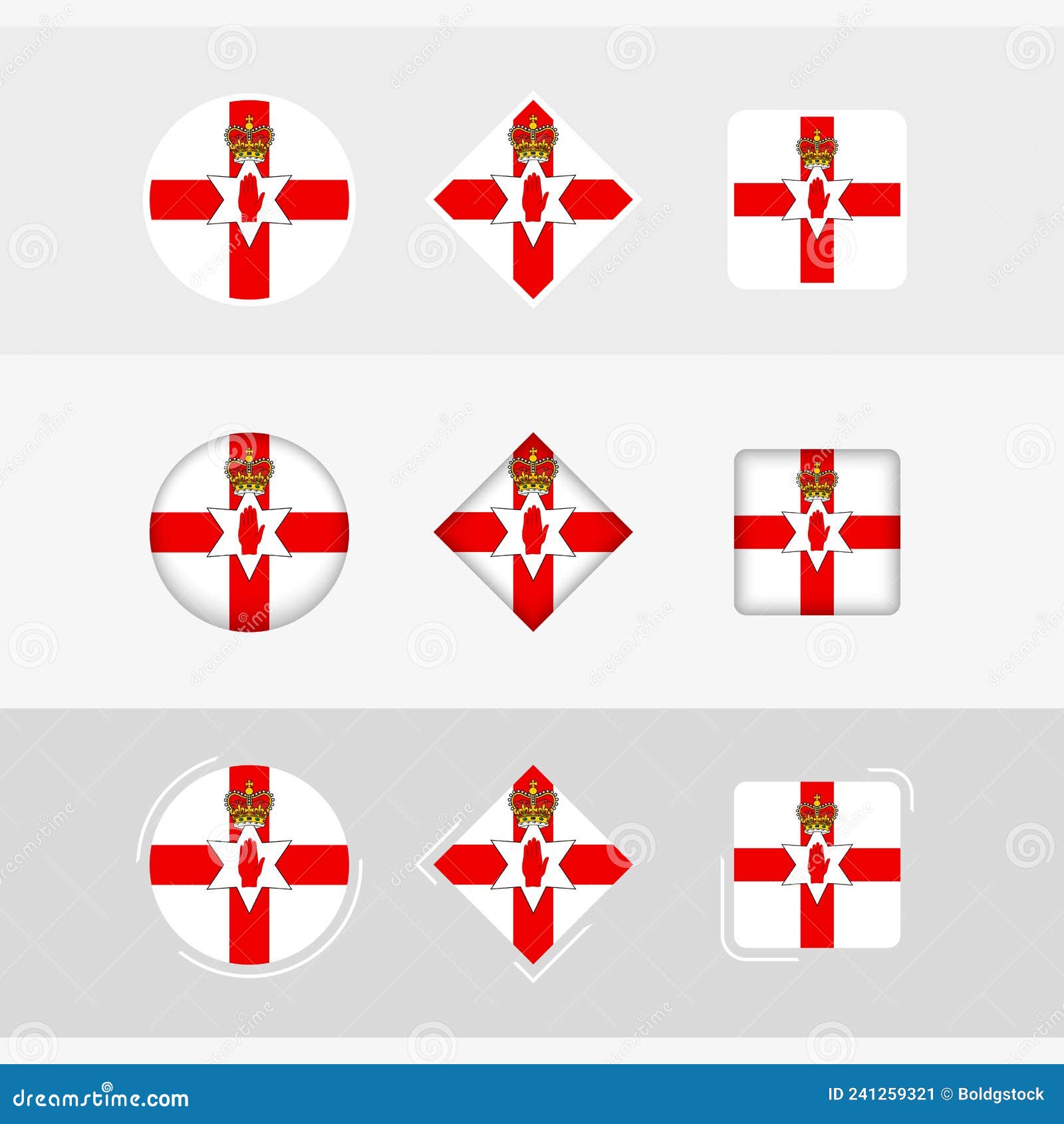 Northern Ireland Flag Icons Set, Vector Flag of Northern Ireland Stock ...
