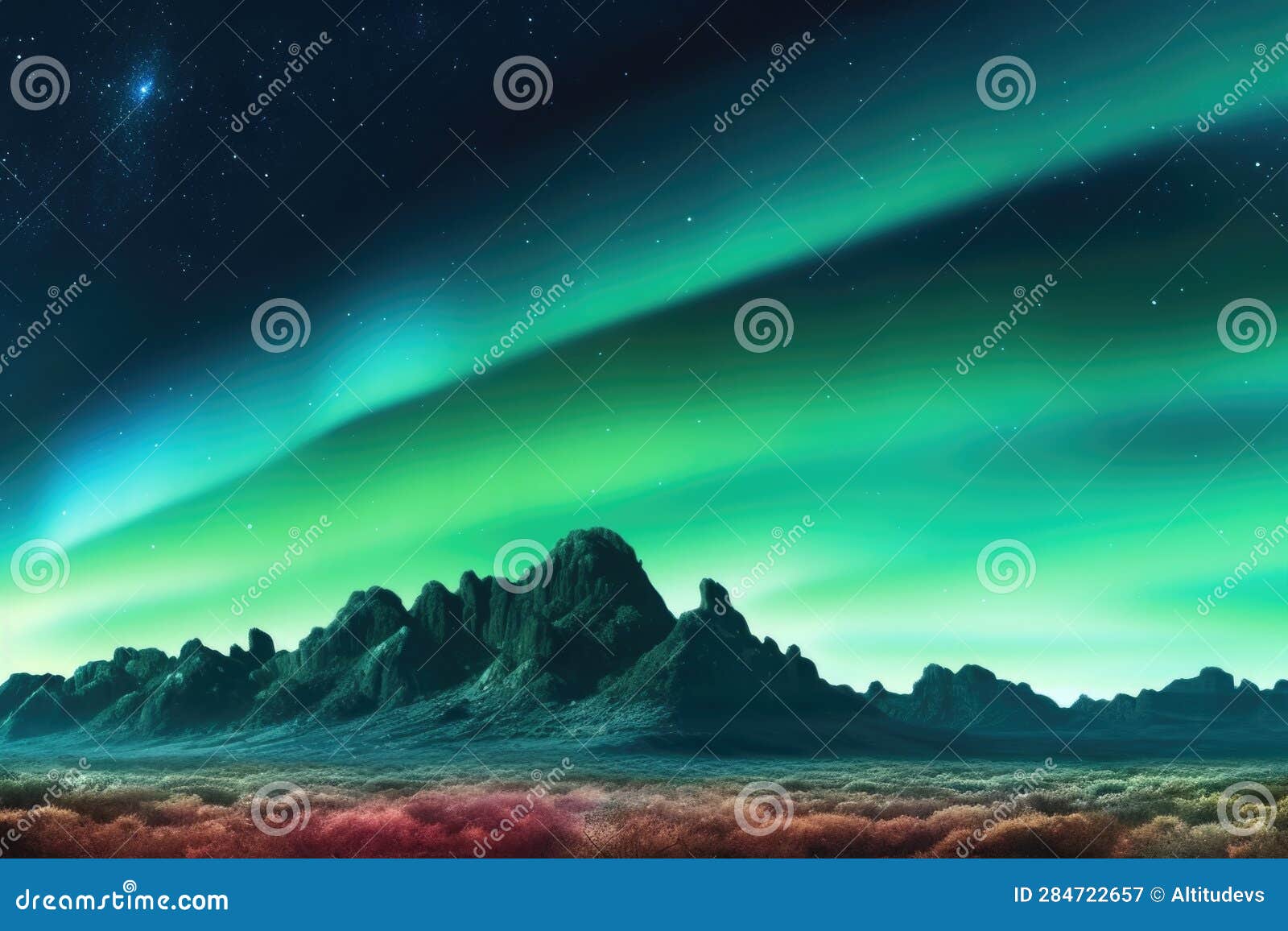Northern Lights Dancing Above Desert Mountain Range Stock Image - Image ...