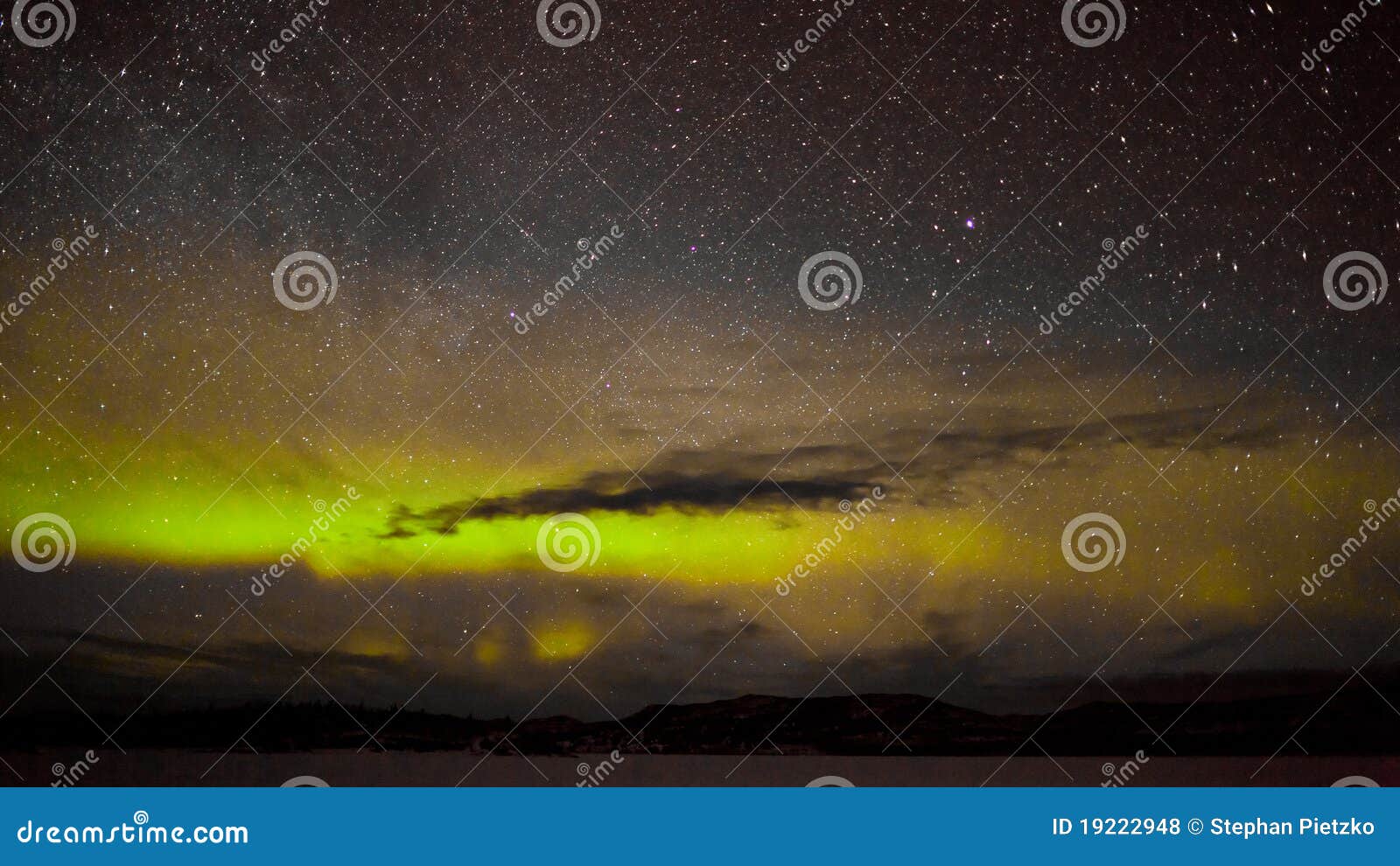 Northern Lights and Myriad of Stars Stock Photo - Image of hills ...