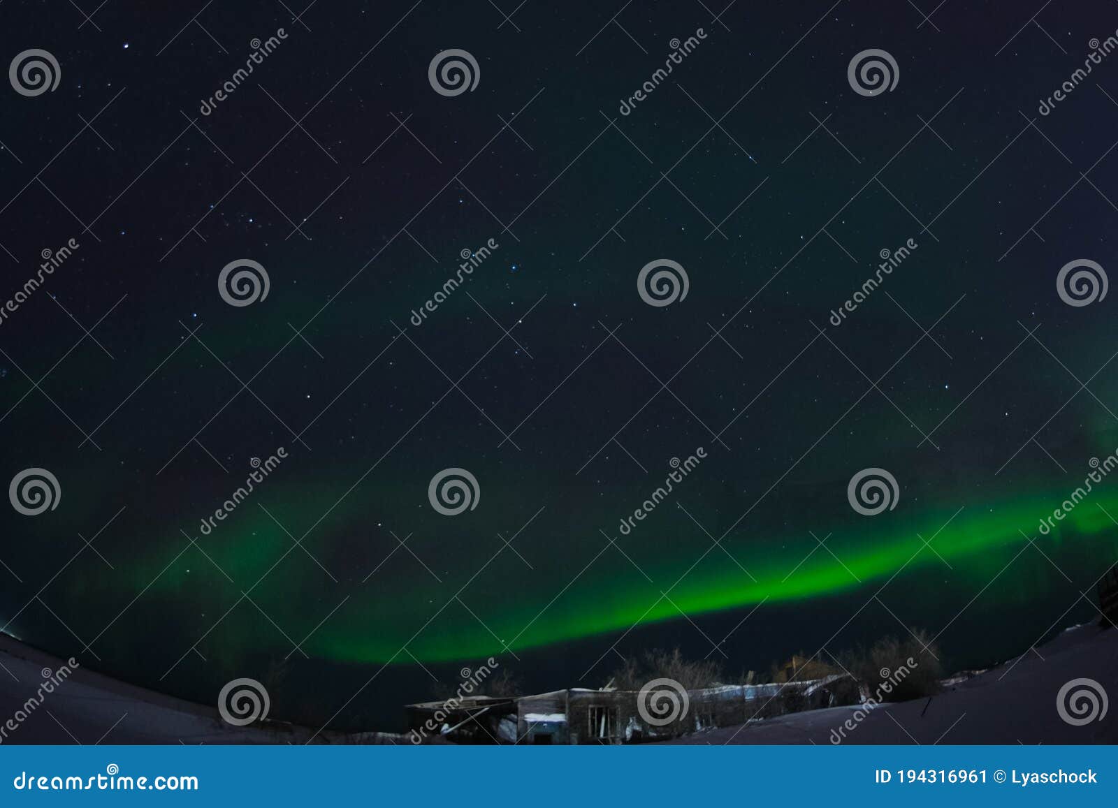 Northern Lights in Night Sky. Northern Lights in the Tundra Stock Image ...