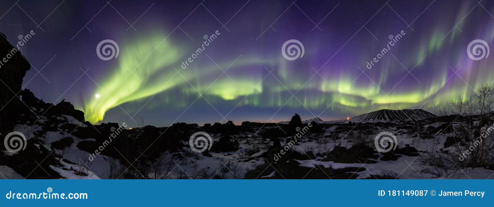 Northern Lights Panoramic Arctic Scene Stock Image - Image of lappland ...