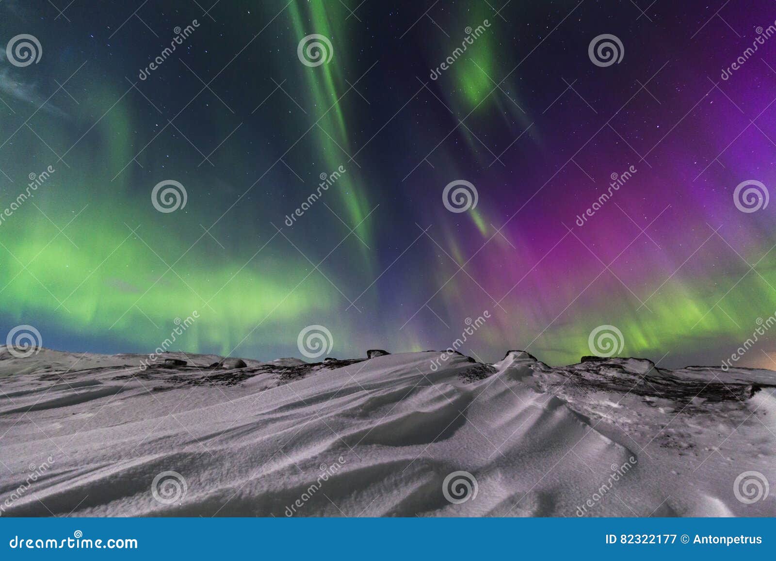 Northern Lights on the Shore of the Arctic Ocean Stock Image - Image of ...