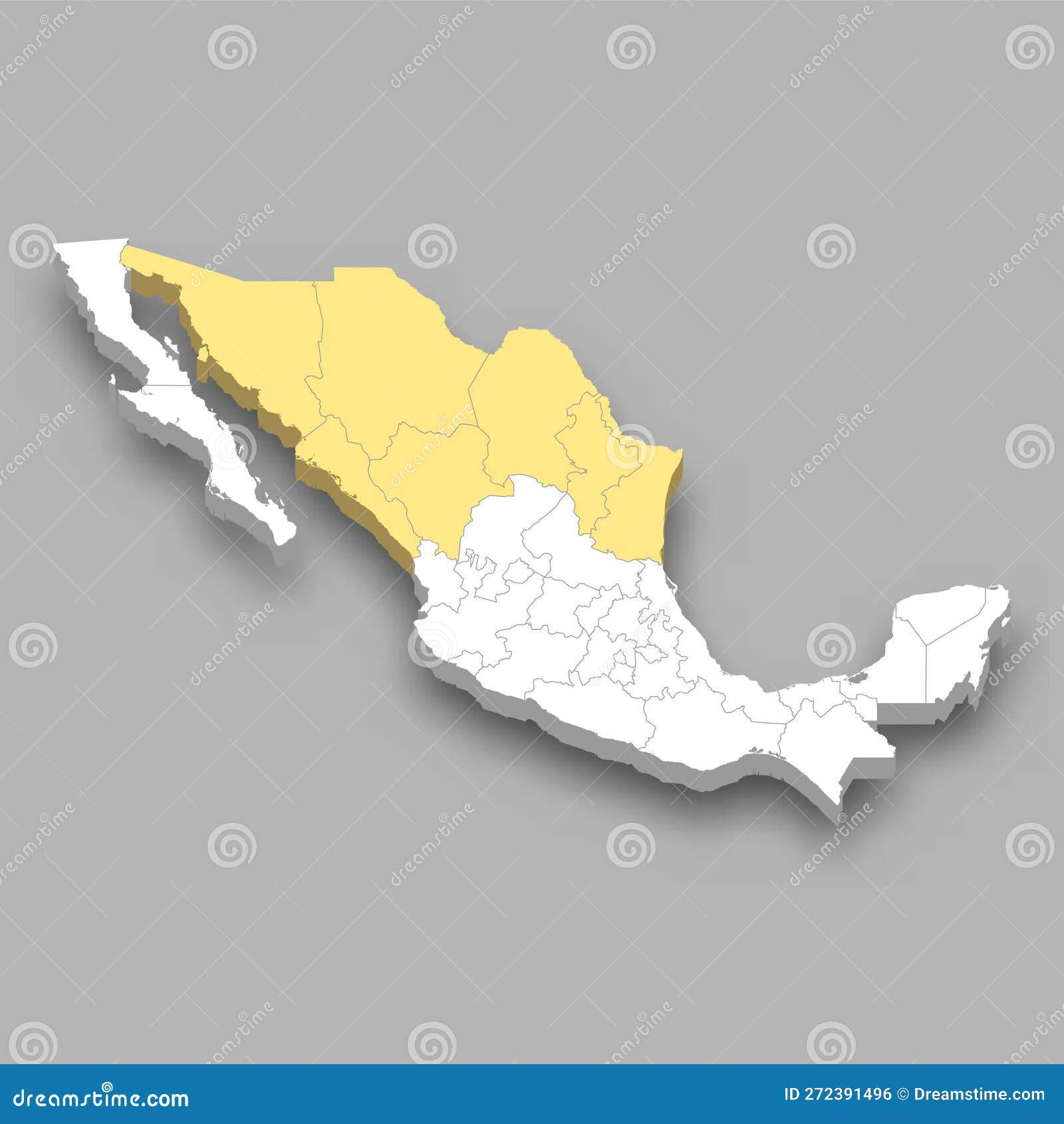 Northern Mexico Region Location within Mexico Map Stock Vector ...