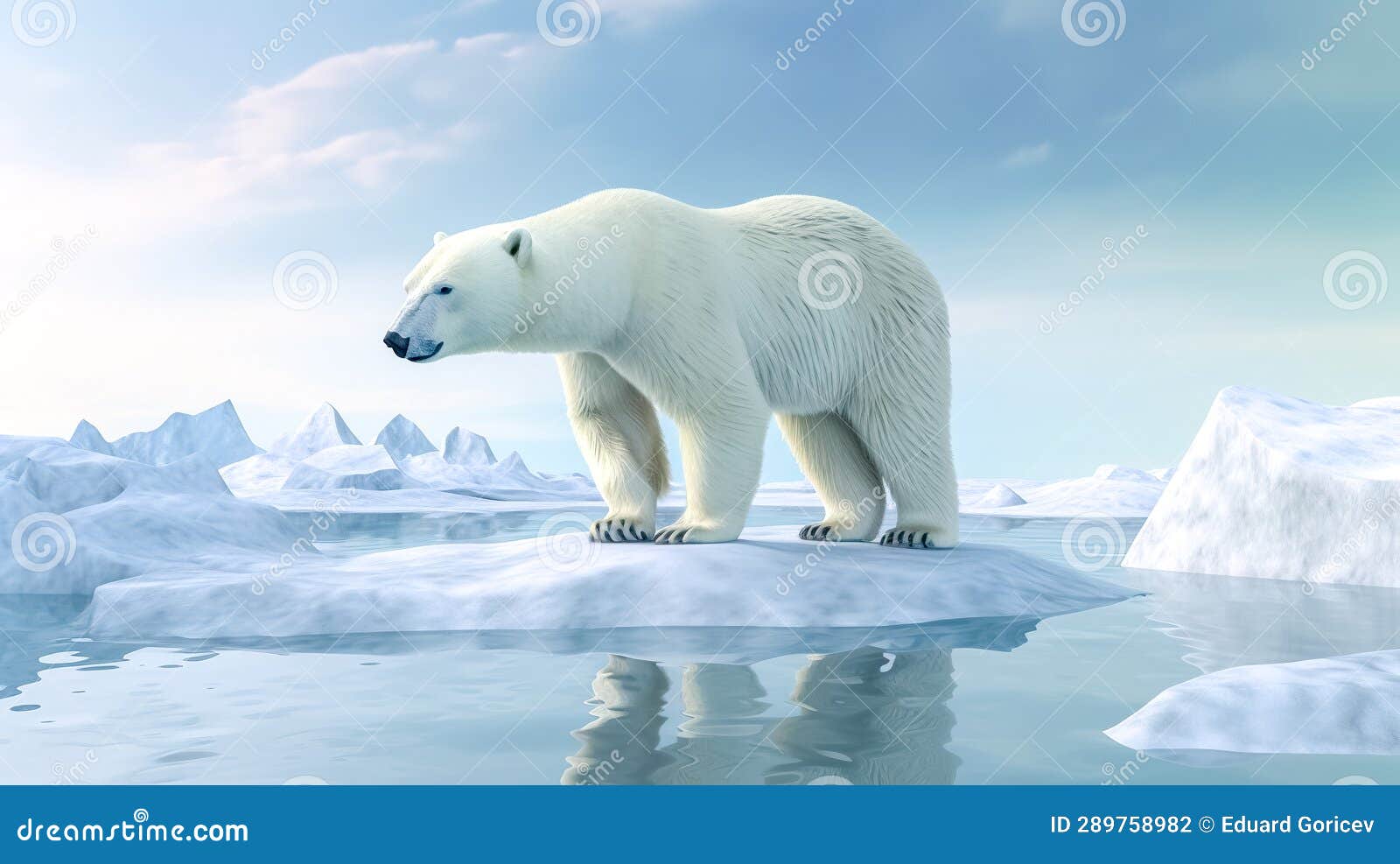 Northern Polar Bear on the Ice of the Iceberg Stock Photo - Image of ...