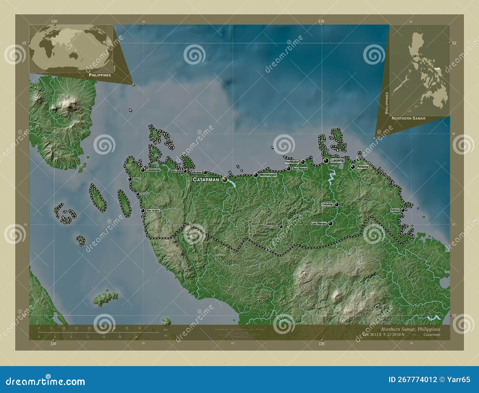 Northern Samar, Philippines. Wiki. Labelled Points of Cities Stock ...