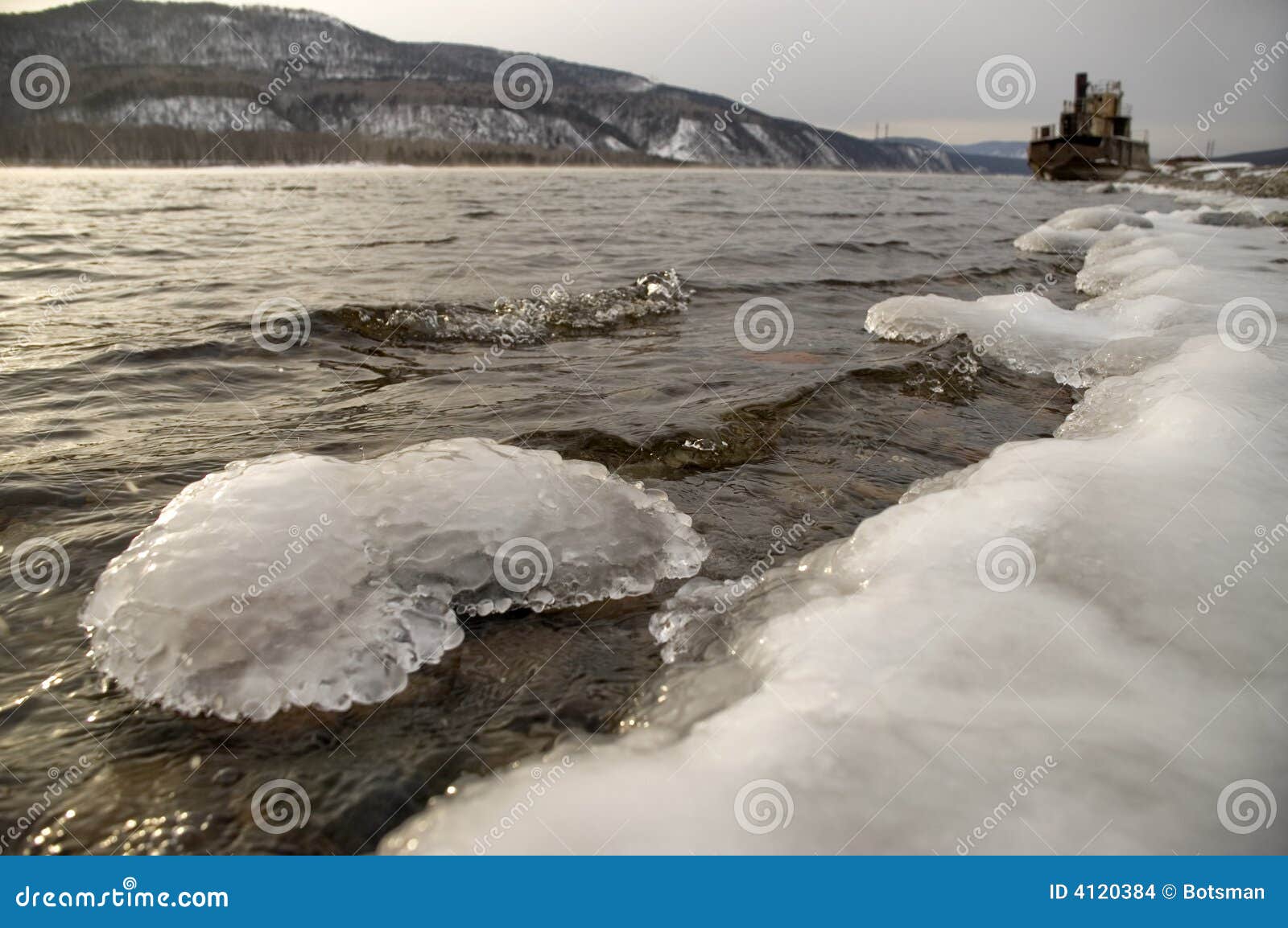 Northern, Siberian River in the Winter. Stock Photo - Image of passage ...