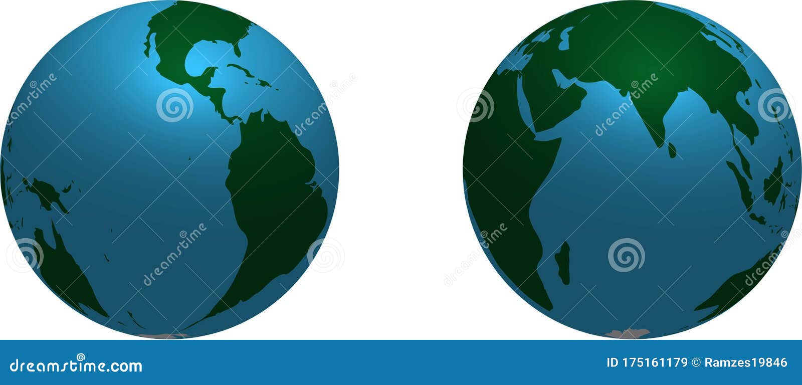 Northern And Southern Hemispheres Of Planet Earth, Realistic 3D Vector ...