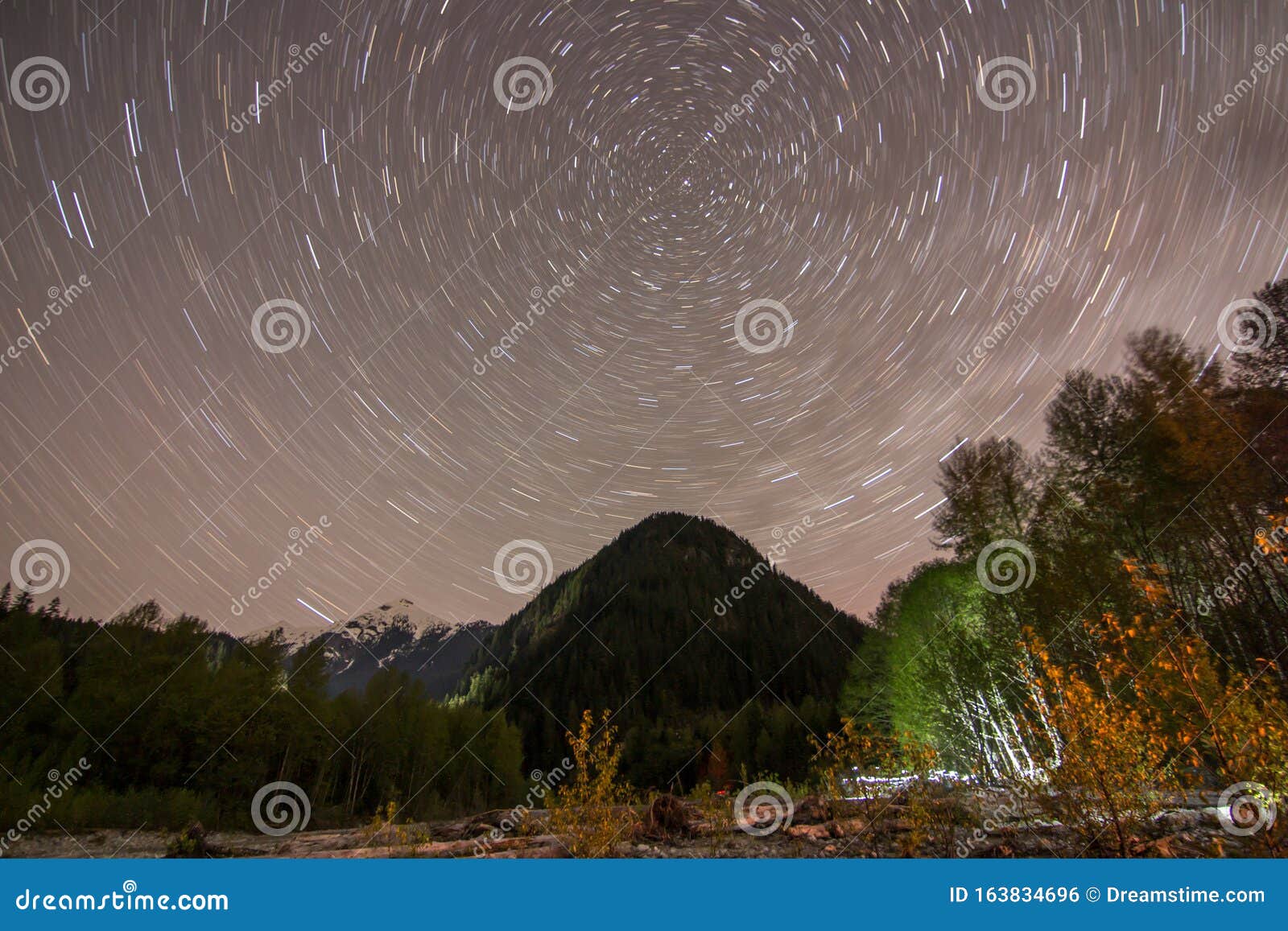 North Star/polaris and Star Trails with Mountain Landscape in Squamish ...