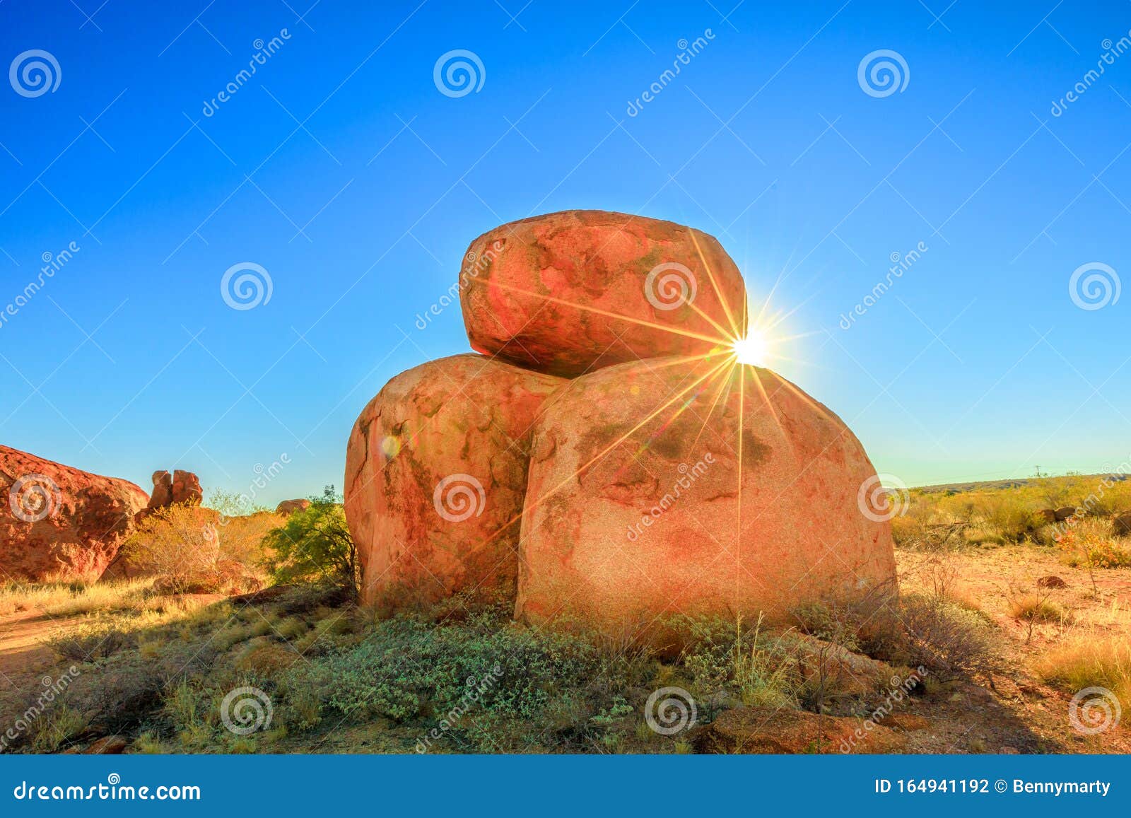 Northern Territory Devils Marbles Stock Photo - Image of blue, desert ...