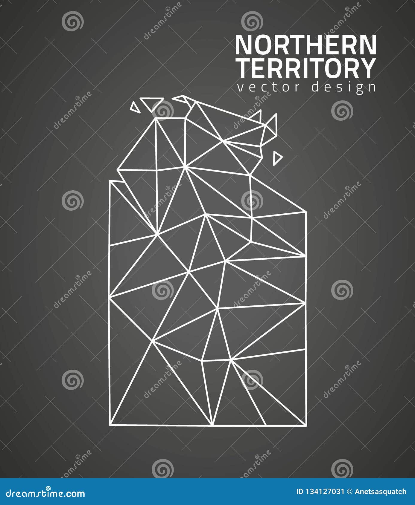 Northern Territory Black Vector Outline Triangle Perspective Map Stock ...