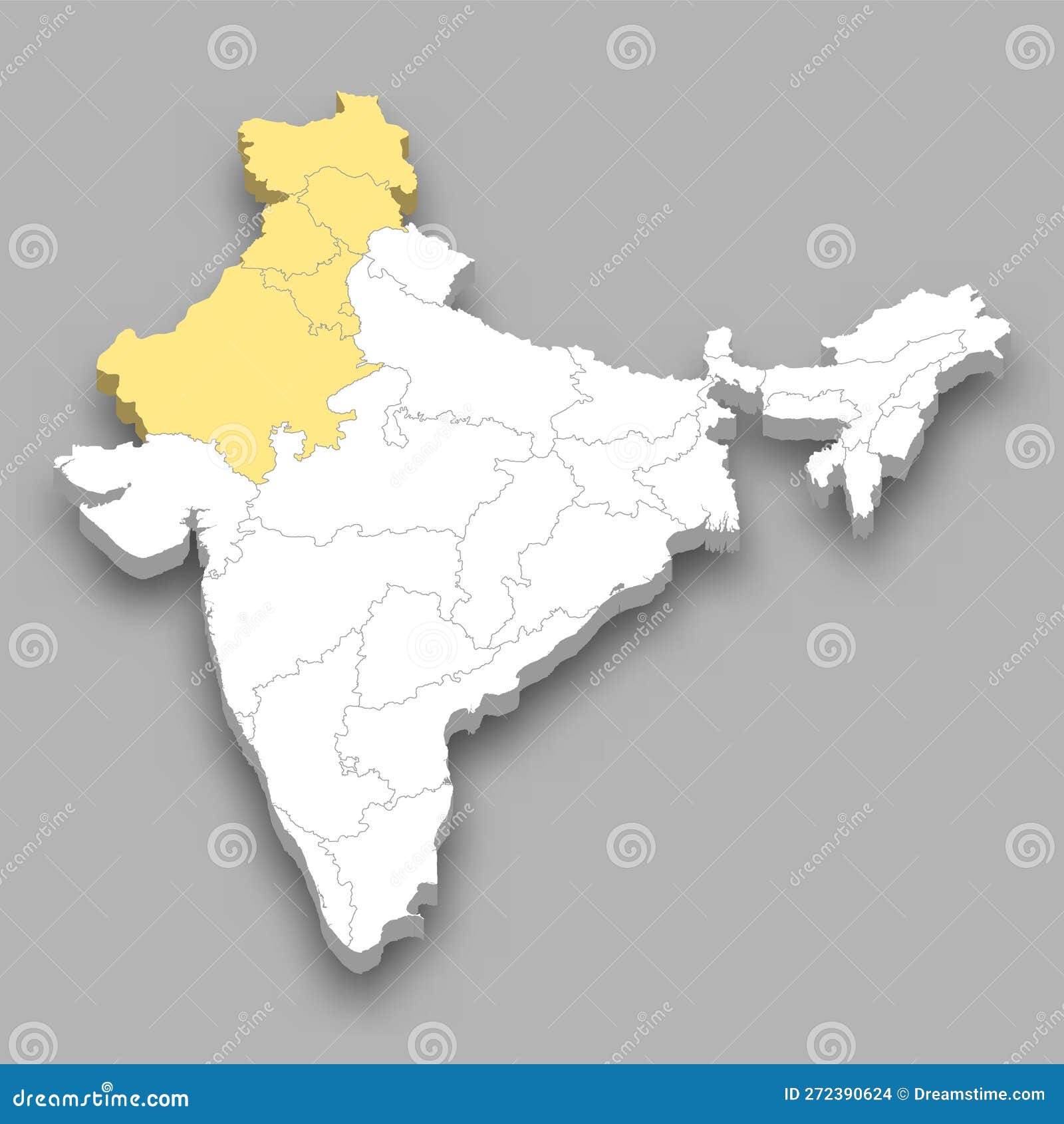 Northern Zone Location within India Map Stock Vector - Illustration of ...