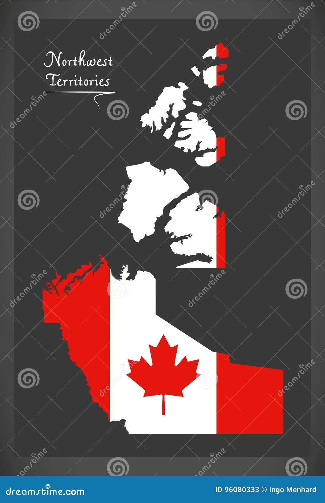 Northwest Territories Canada Map with Canadian National Flag Stock ...