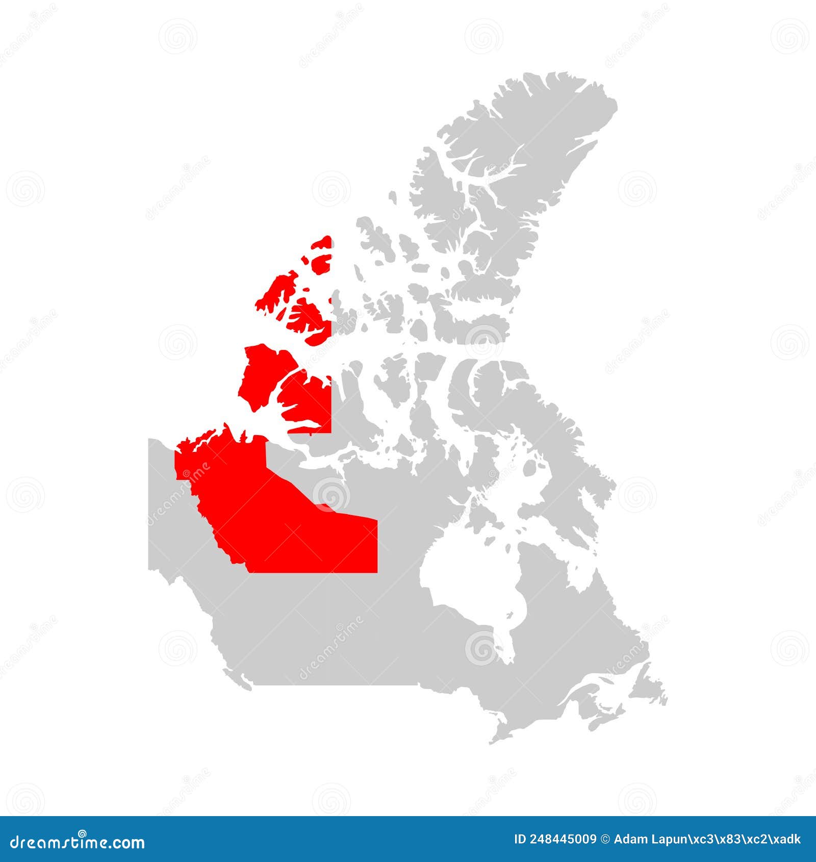 Northwest Territories Highlight on Map of Canada Stock Vector ... Northwest Territories Highlight on Map of Canada Stock Vector ...