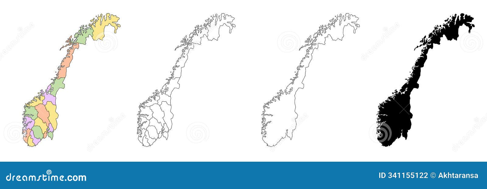 Norway Administrative Map, Norway Outline and Counties, Territories ...