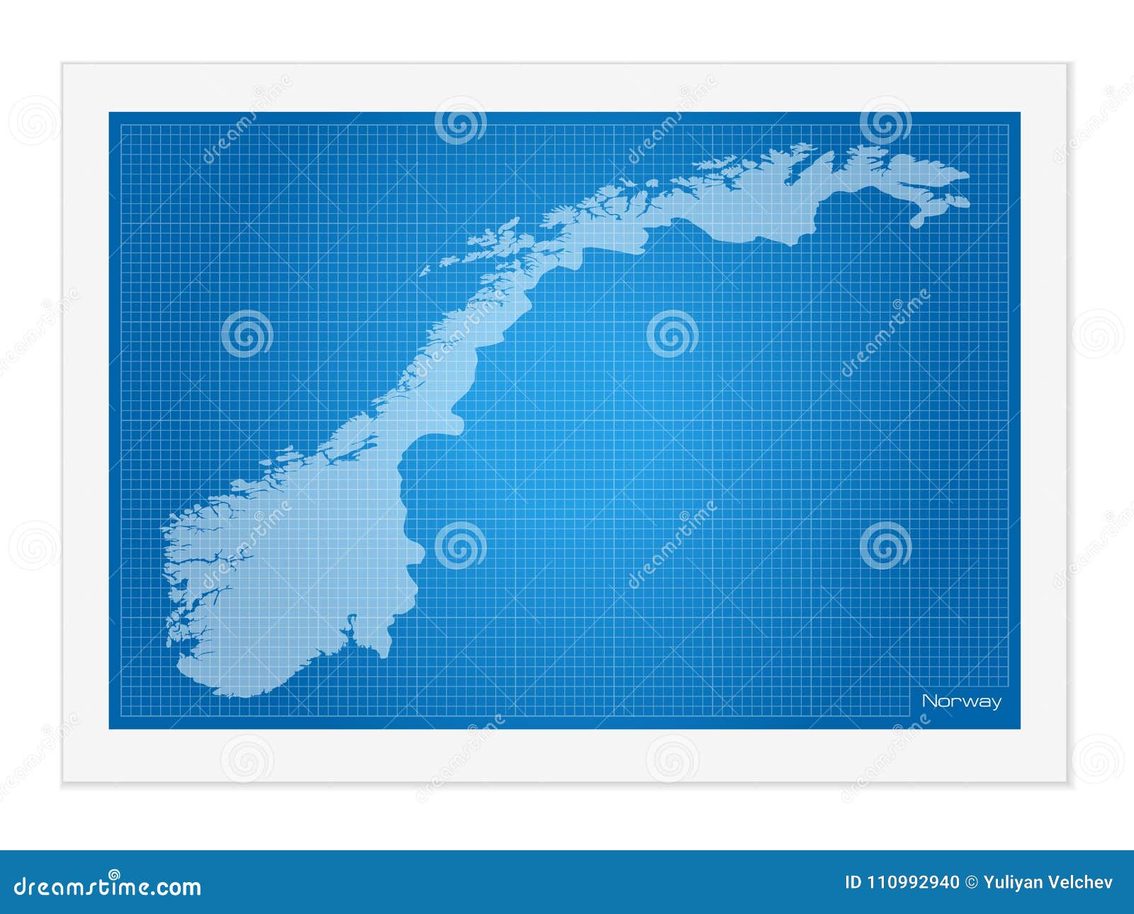 Norway Blueprint Map Template With Capital City. Vector Illustration ...