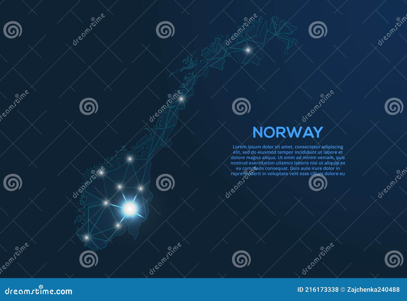 Norway Communication Network Map. Vector Low Poly Image of a Global Map ...