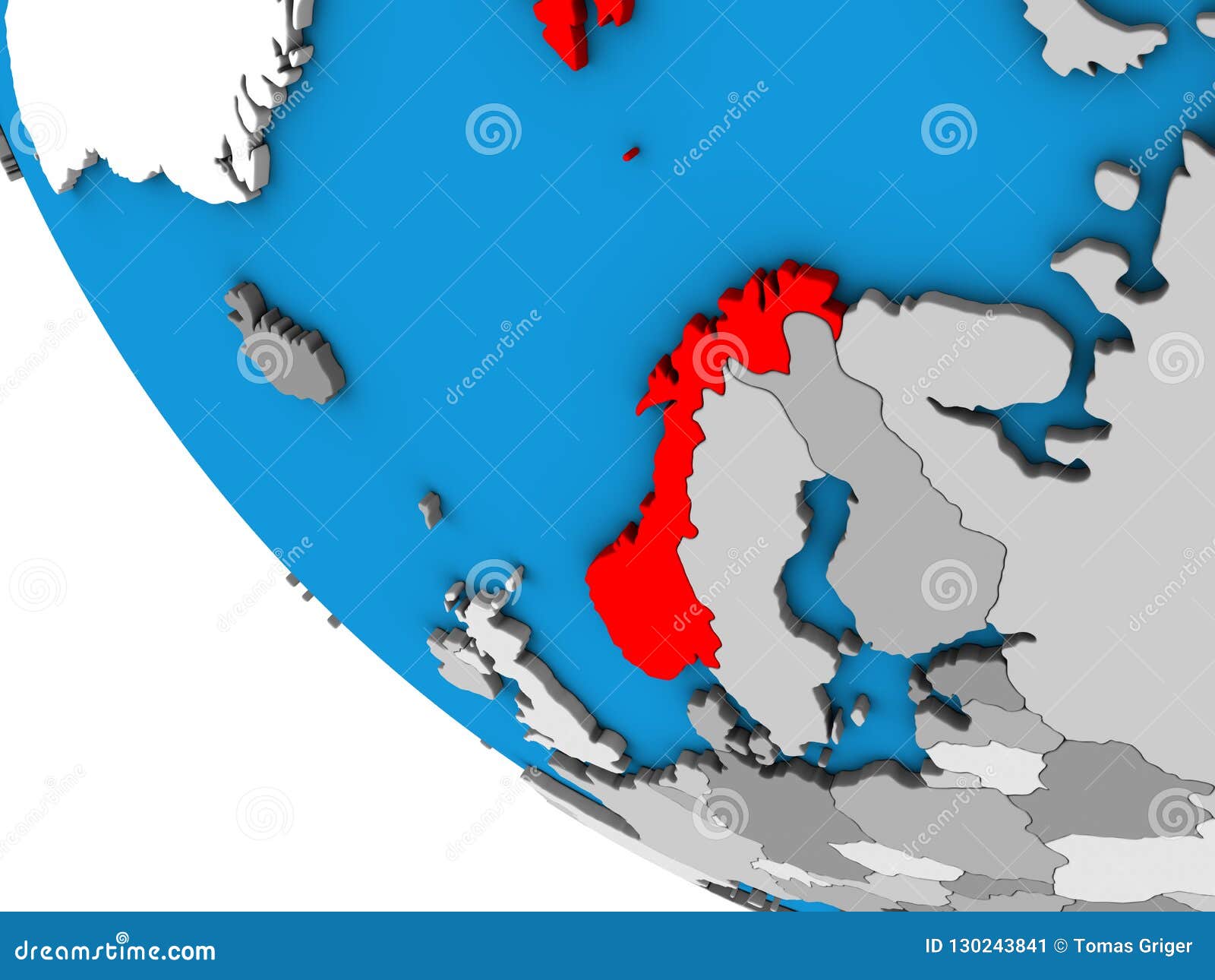 Norway on 3D globe stock illustration. Illustration of country - 130243841