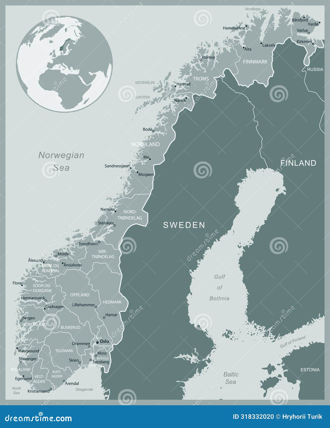 Norway - Detailed Map with Administrative Divisions Country. Vector ...