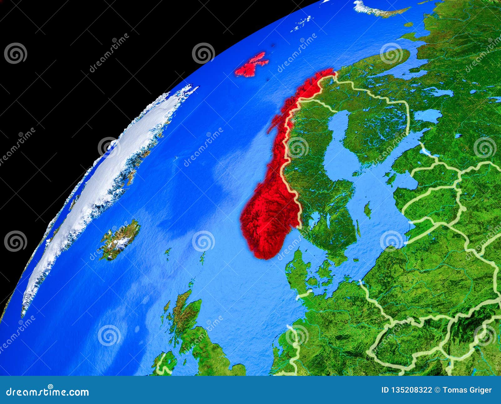 Norway on Earth from space stock photo. Image of world - 135208322