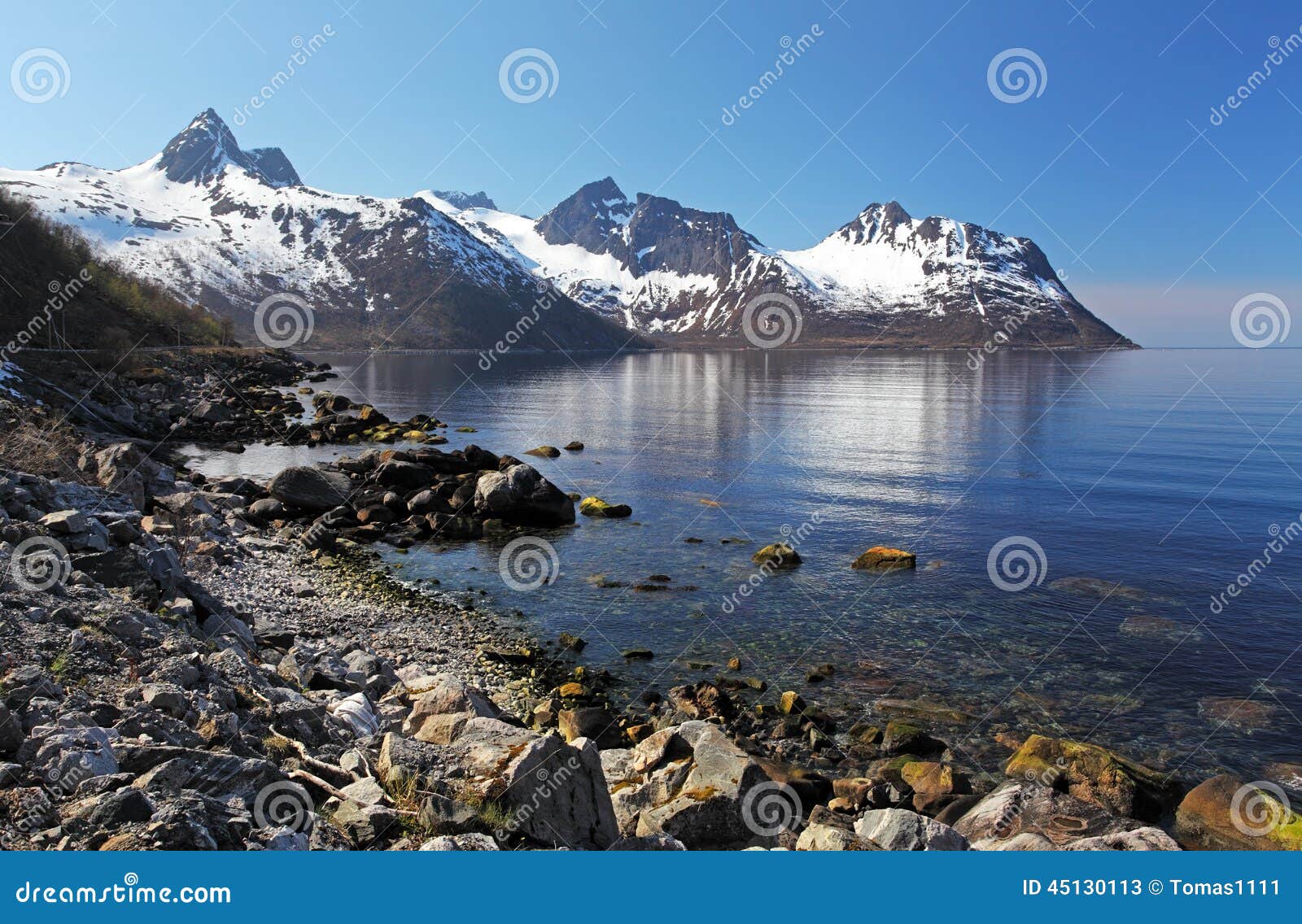 Norway Fjord in Senja, Norway Stock Image - Image of cliff, island ...