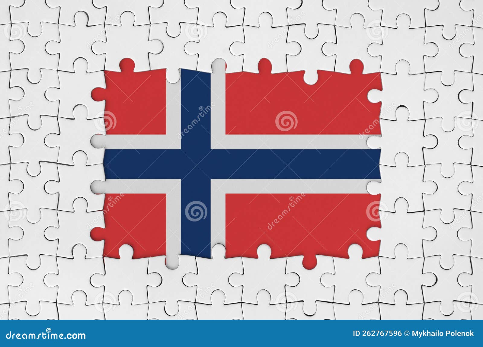 Norway Flag in Frame of White Puzzle Pieces with Missing Central Part ...