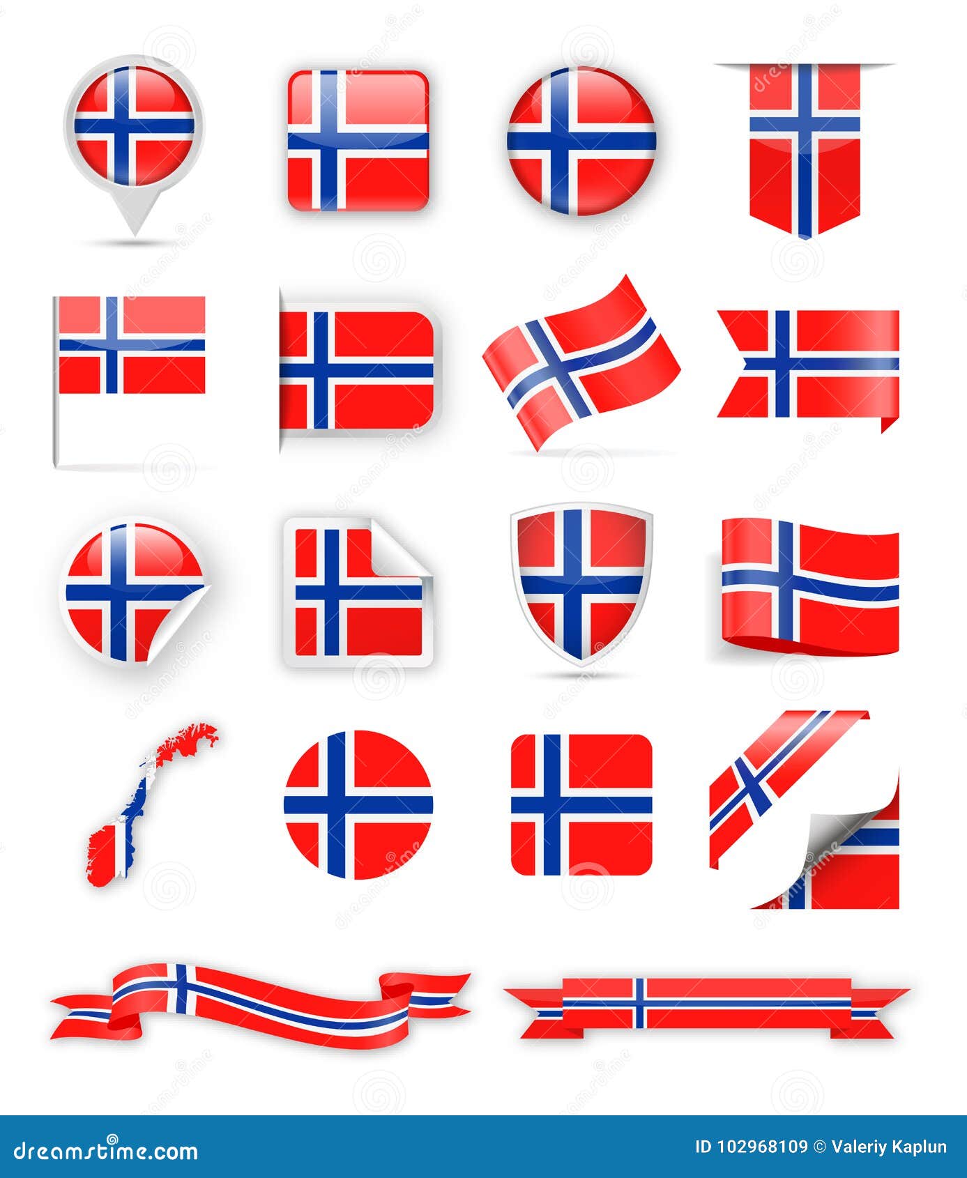 Norway Flag Vector Set stock illustration. Illustration of flag - 102968109