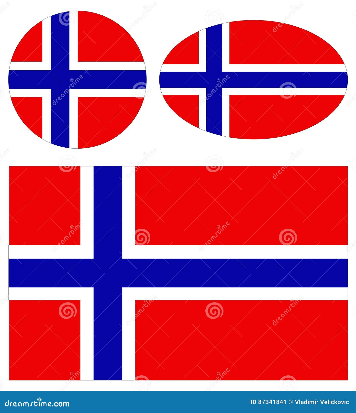 Norway Flags Vector Collection. Set Of Norwegian National Flags. Circle ...
