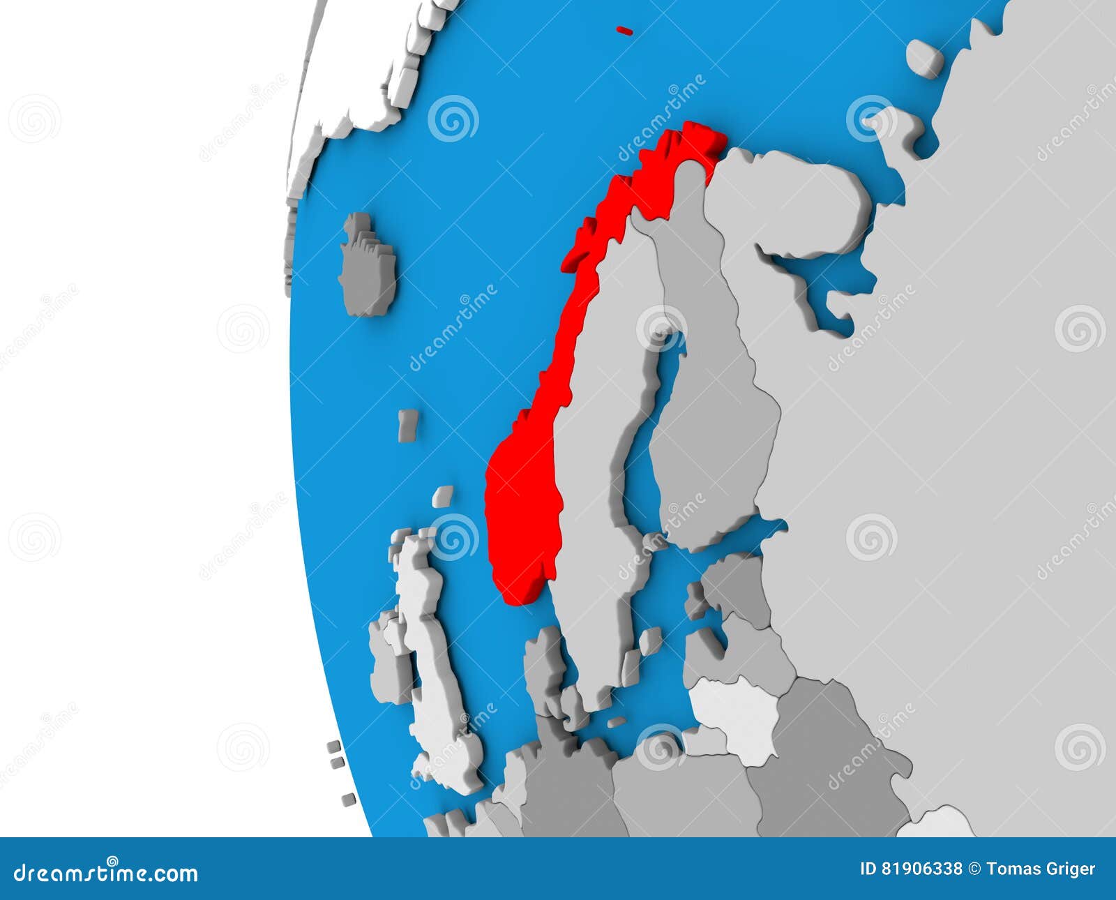 Norway on globe stock illustration. Illustration of focus - 81906338
