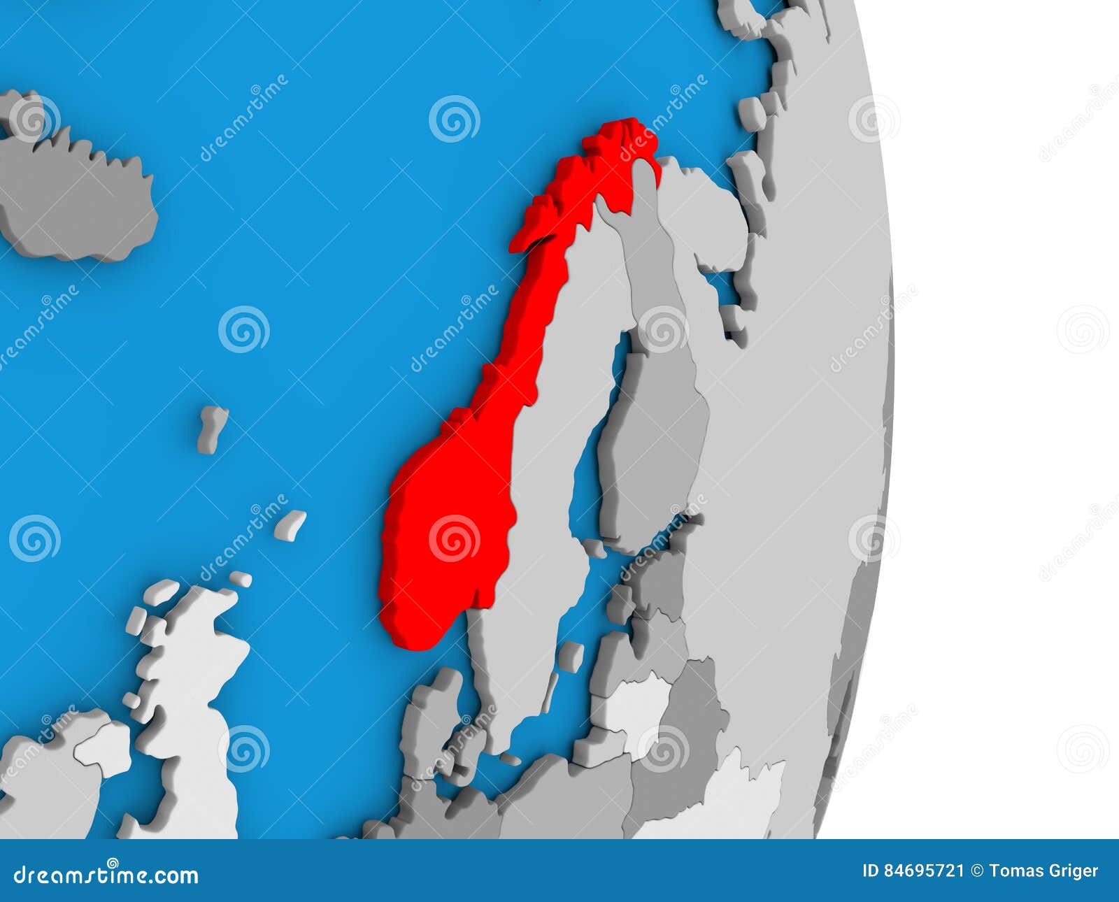 Norway on globe stock illustration. Illustration of borders - 84695721