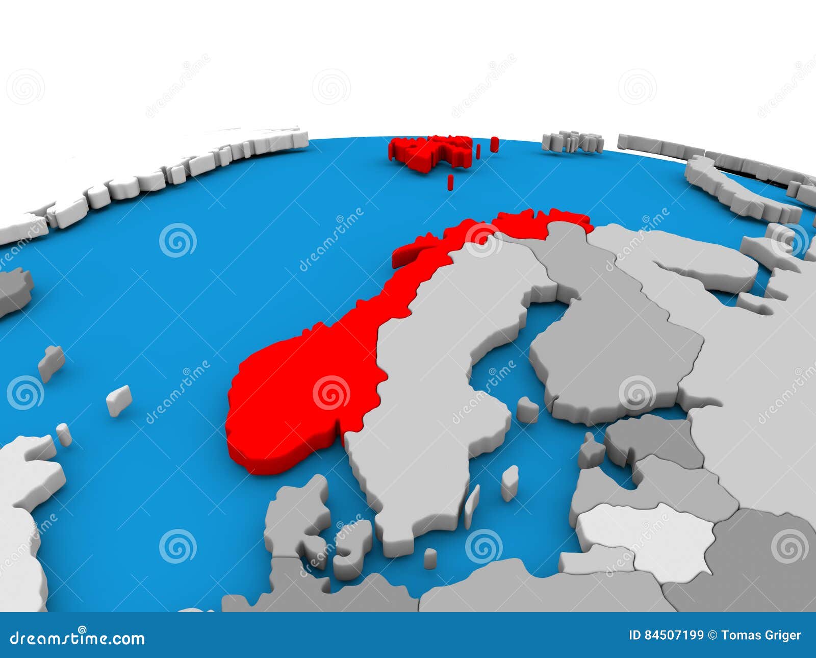 Norway on globe in red stock illustration. Illustration of national ...