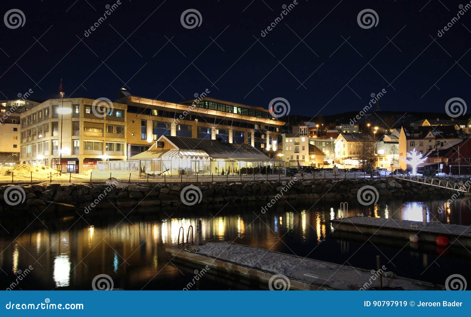 NORWAY, HARSTAD - FEB 24 2017: Thon Hotel Harstad Norway by Night ...