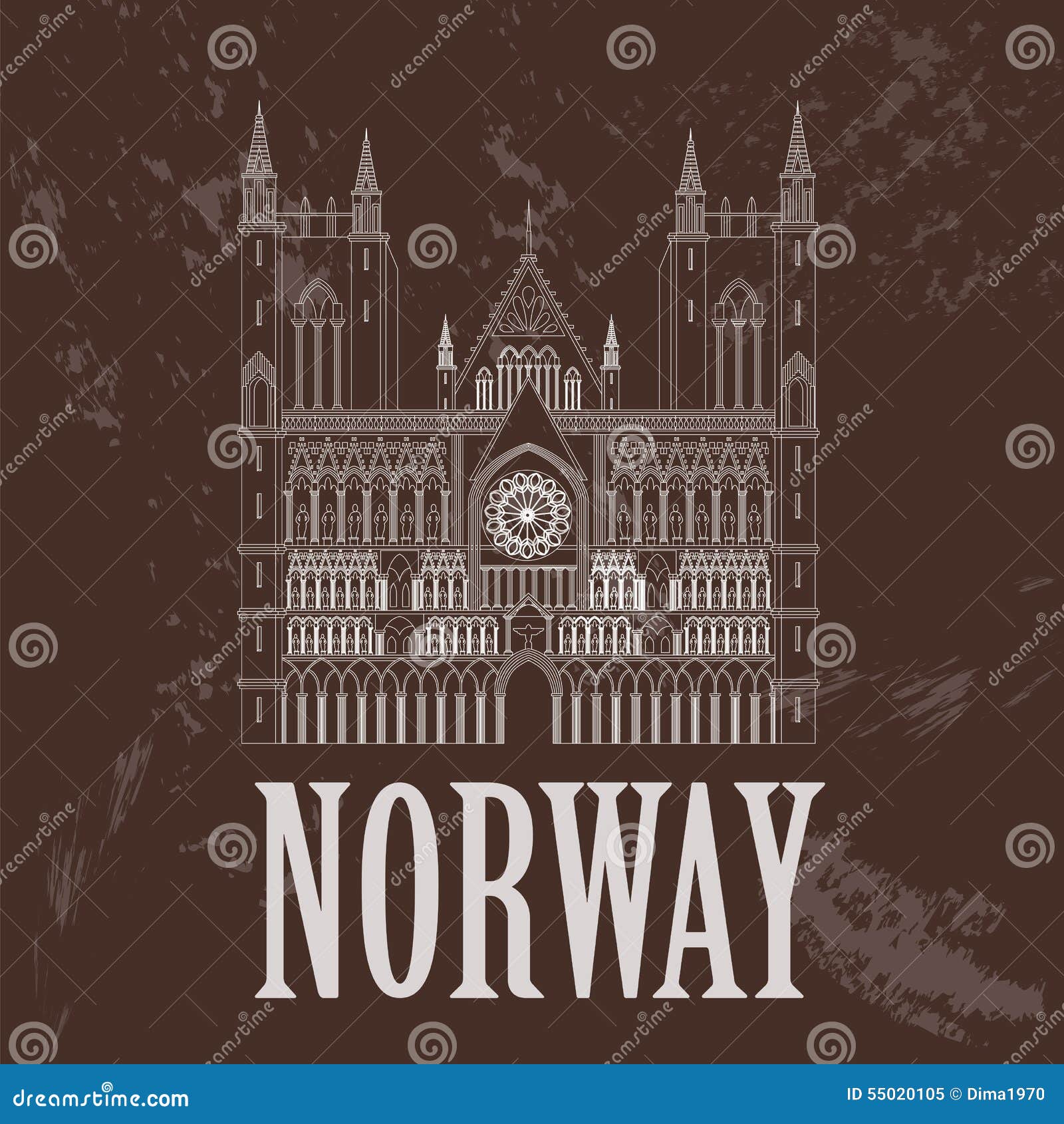 Norway Landmarks. Retro Styled Image Stock Vector - Illustration of ...