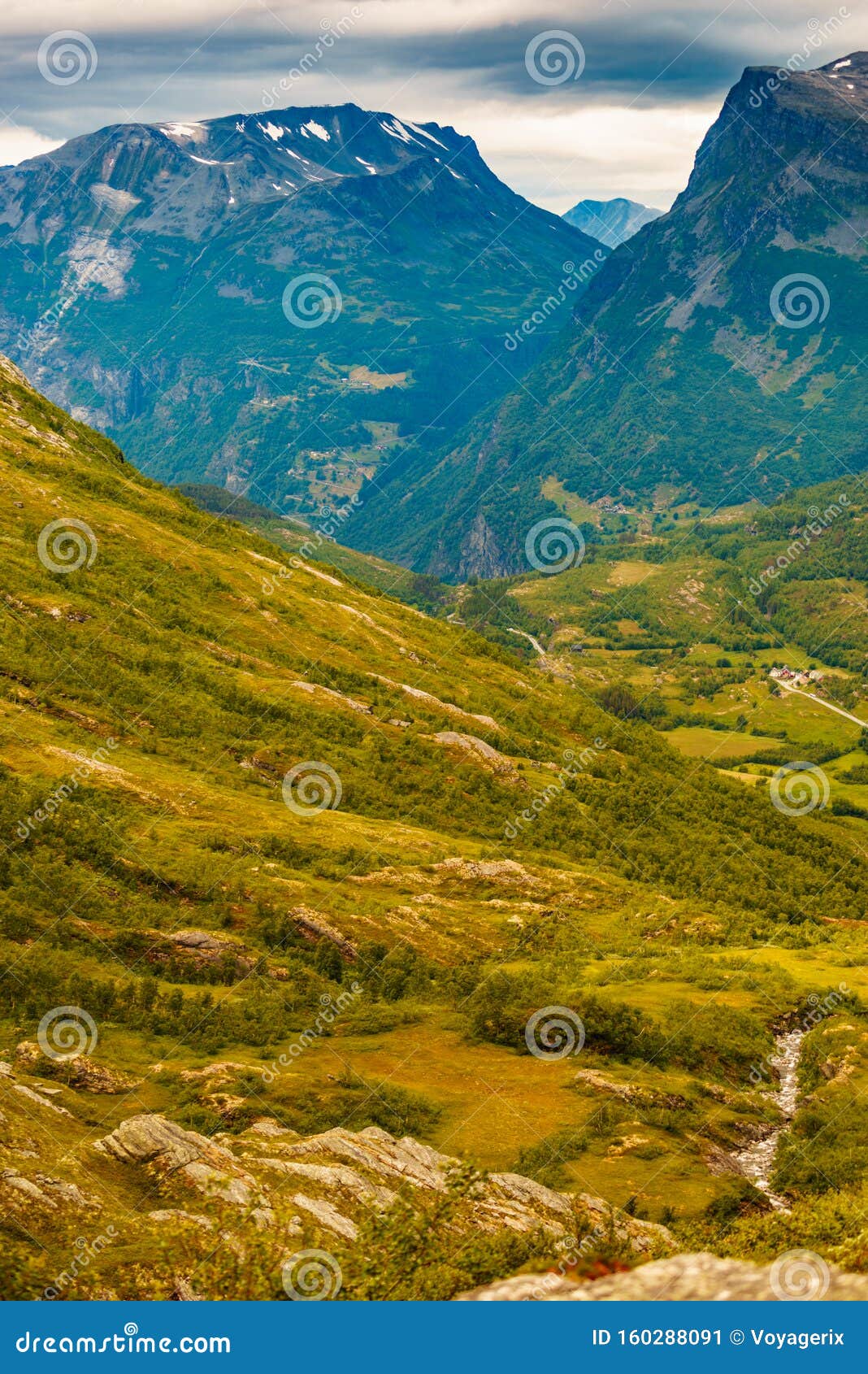 Norway Landscape, Mountains and Green Valley Stock Image - Image of ...