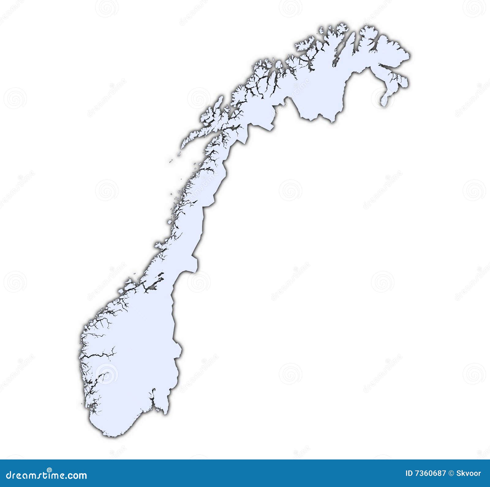 Norway light blue map stock illustration. Illustration of blue - 7360687