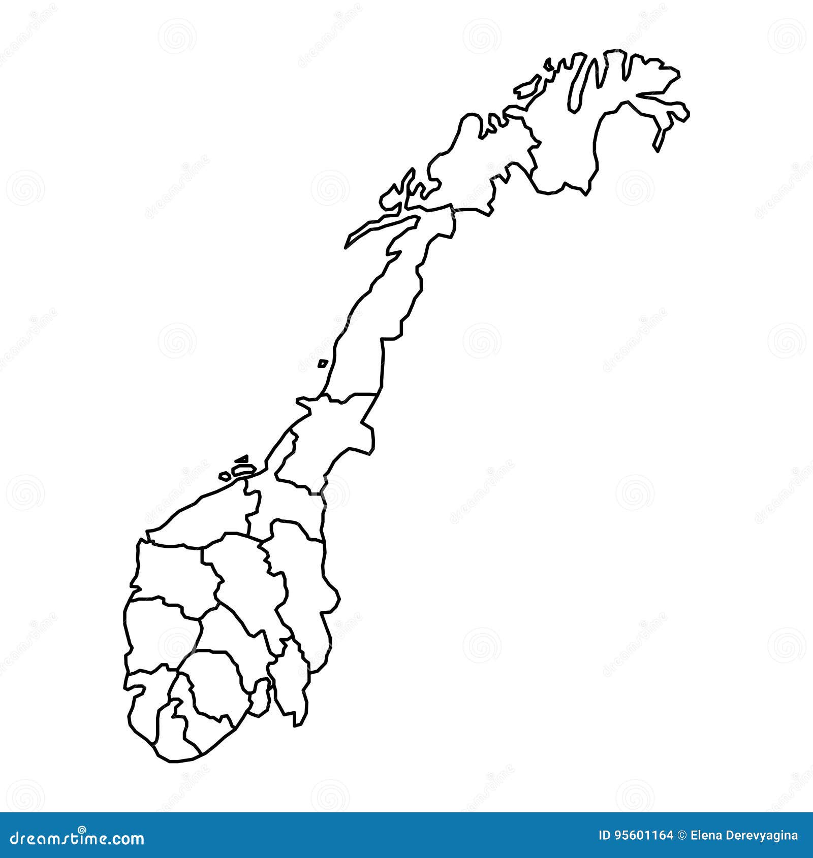 Norway Map with Black Contour Curves of Illustration Stock Illustration ...