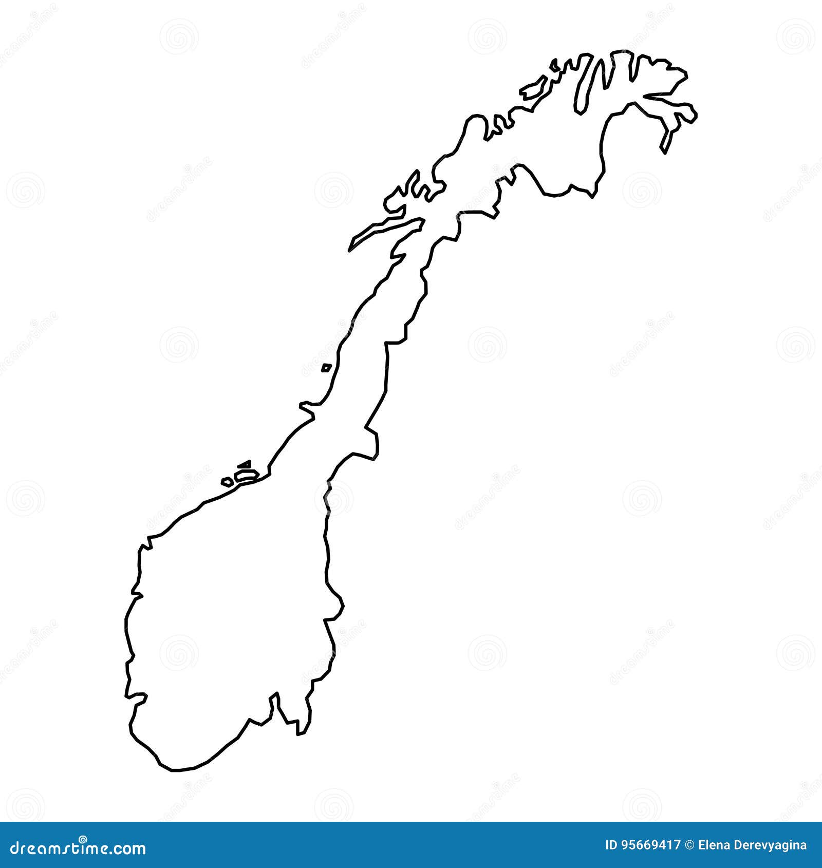 Norway Map Black Contour Curves of Illustration Stock Illustration ...