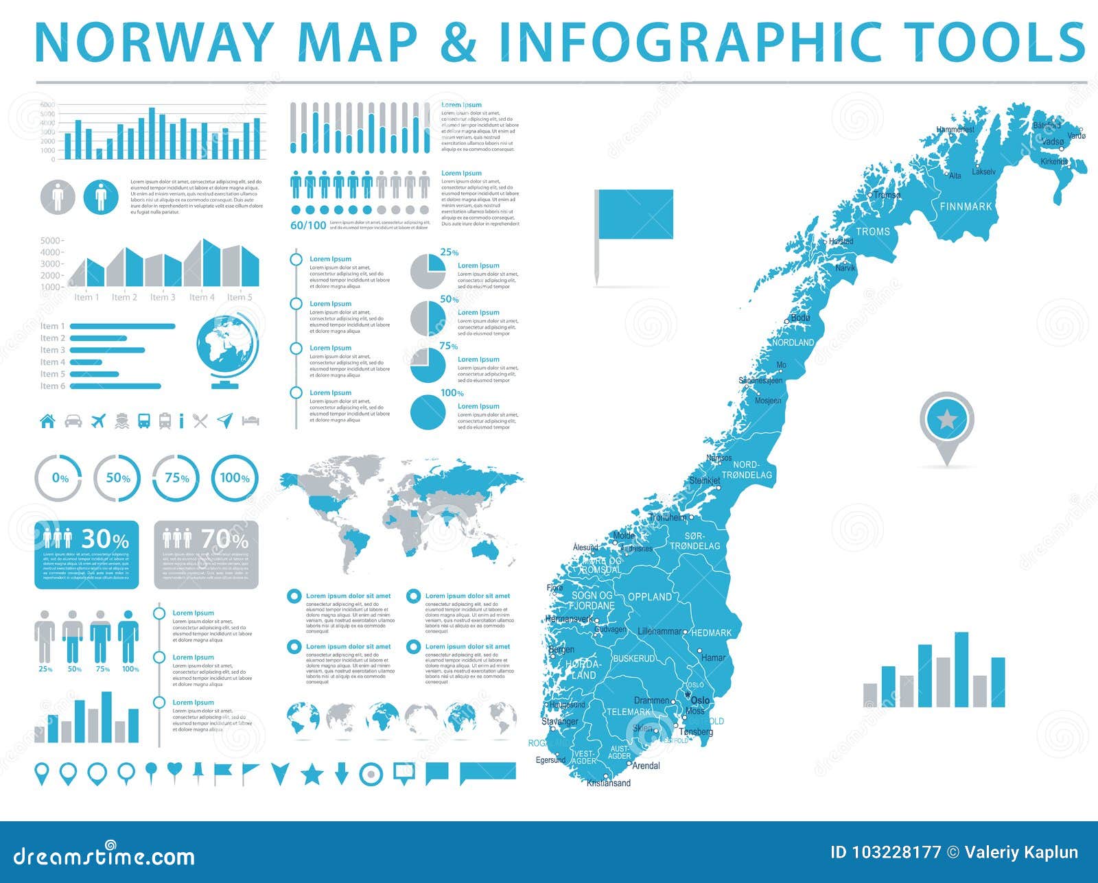 Norway Map - Info Graphic Vector Illustration Stock Illustration ...